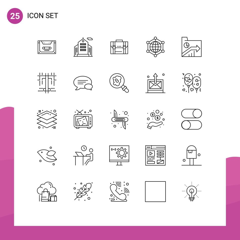 Group of 25 Lines Signs and Symbols for server analytics briefcase ... Group of 25 Lines Signs and Symbols for server analytics briefcase ...
