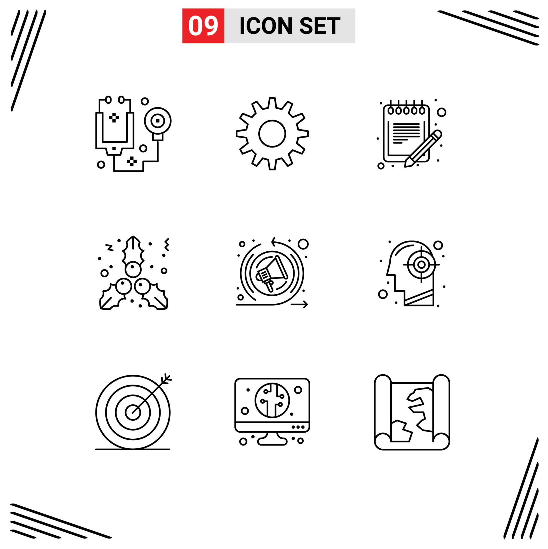 9 User Interface Outline Pack of modern Signs and Symbols of seo speech ...