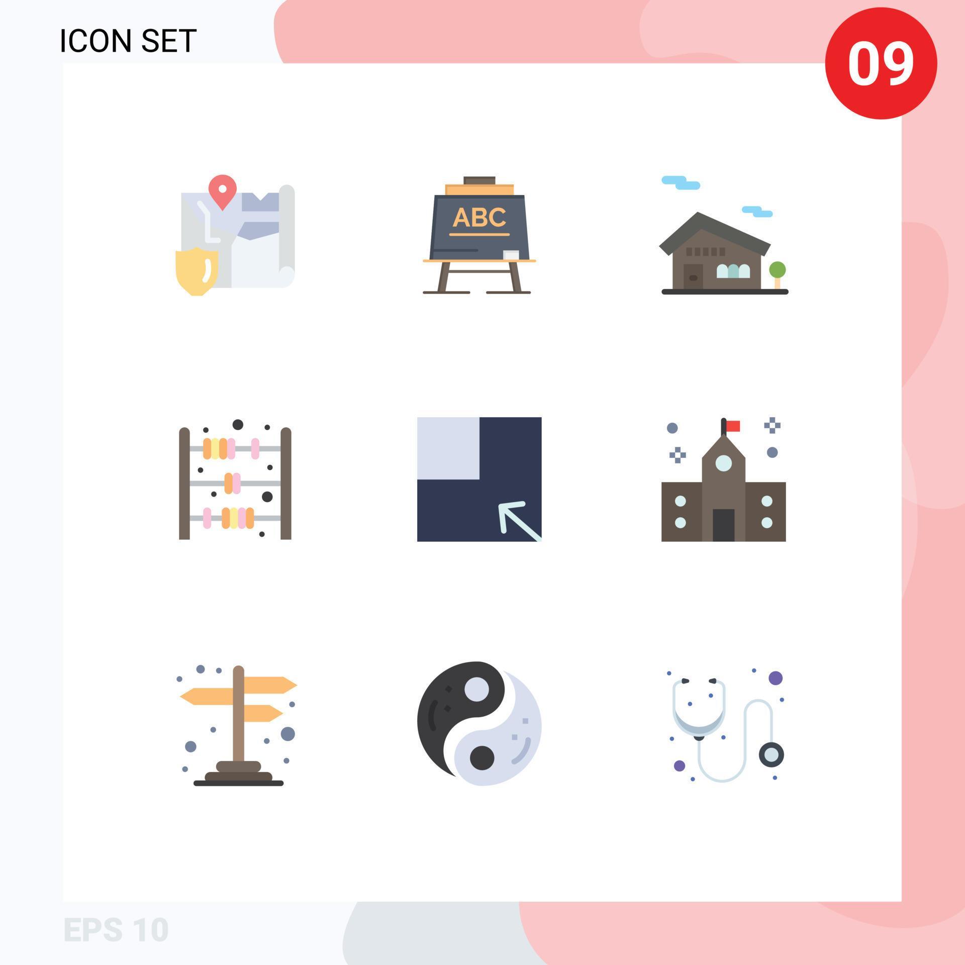 Modern Set of 9 Flat Colors and symbols such as building turn building ...