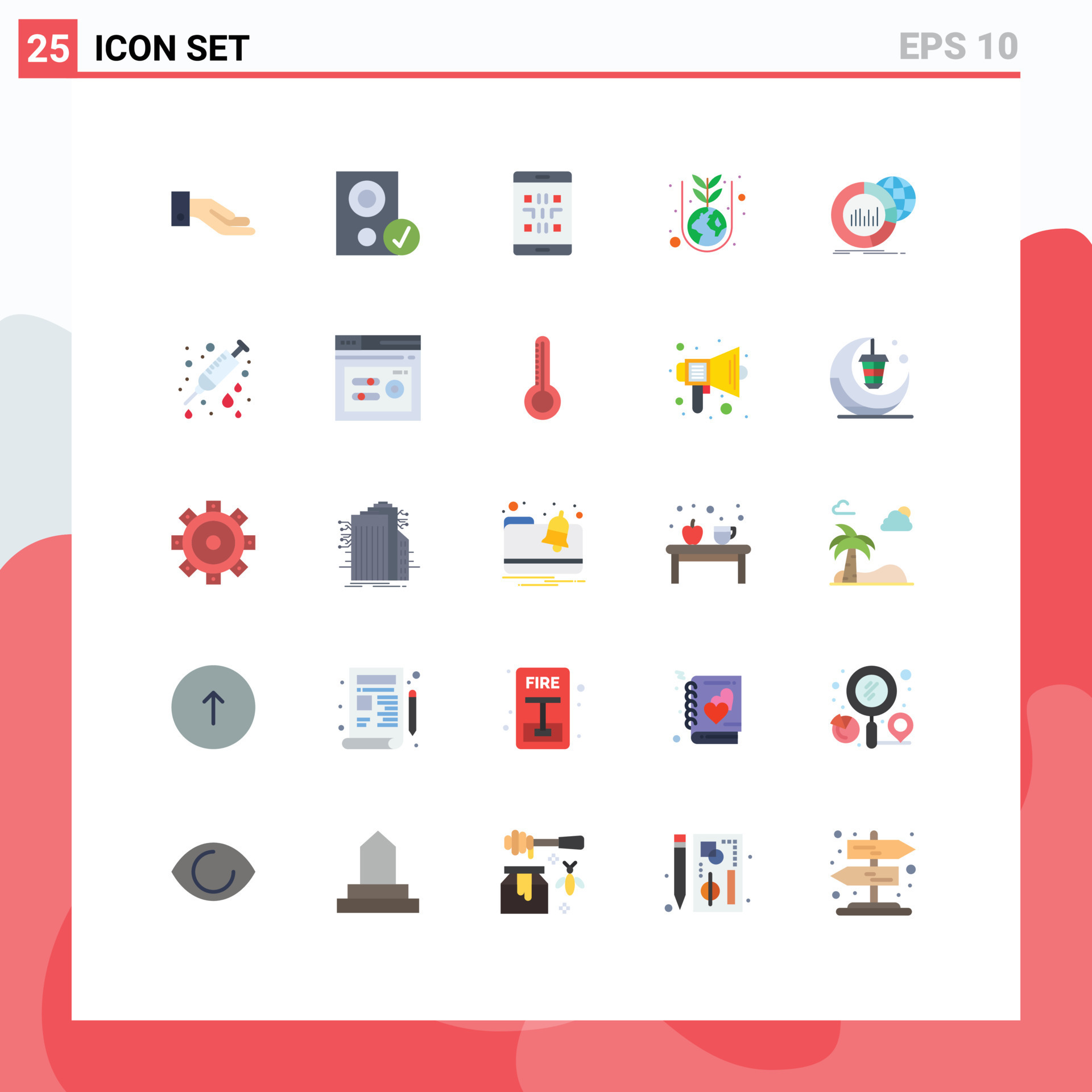 25 User Interface Flat Color Pack of modern Signs and Symbols of earth ...