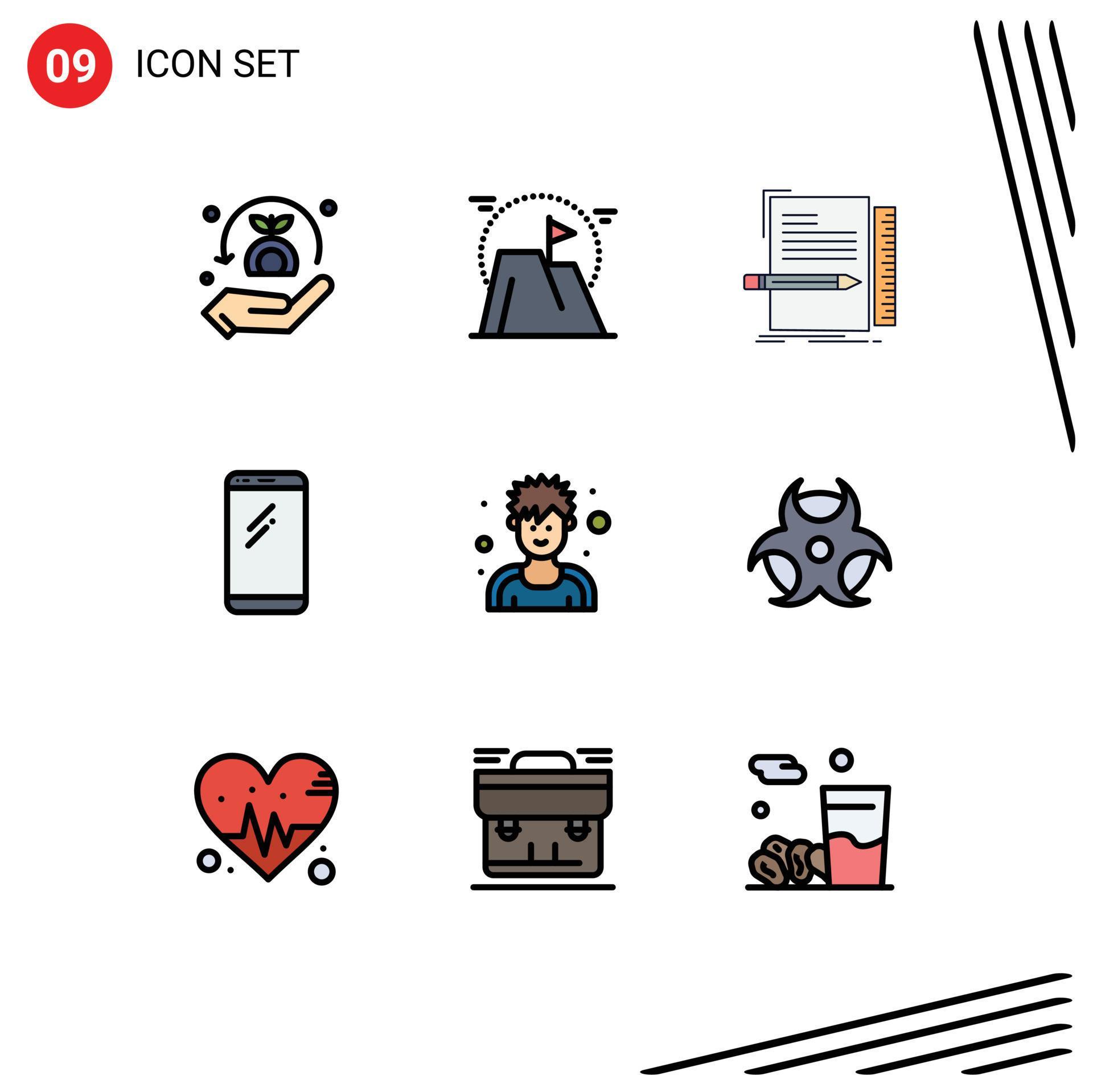 Stock Vector Icon Pack of 9 Line Signs and Symbols for android smart ...