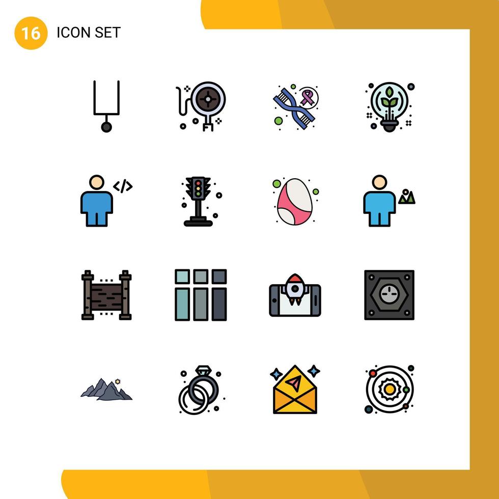 Editable Vector Line Pack of 16 Simple Flat Color Filled Lines of ...