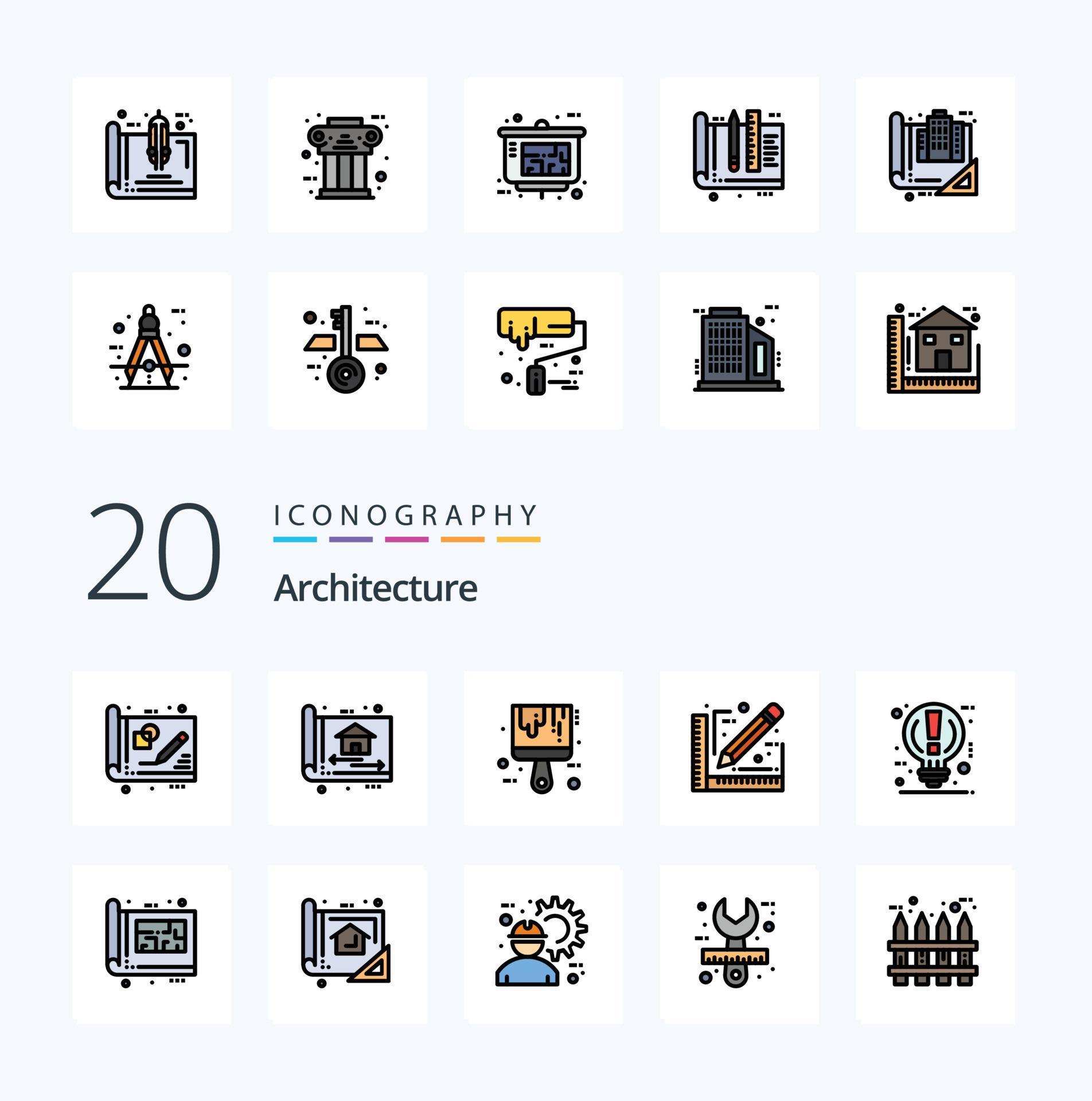 20 Architecture Line Filled Color icon Pack like sketch design ...