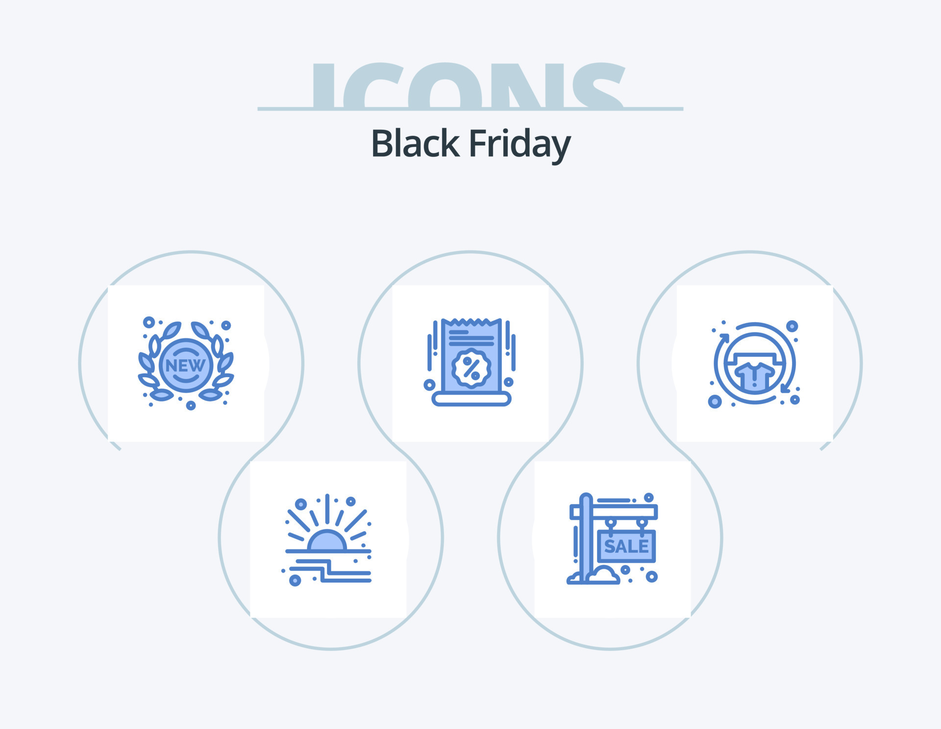 Black Friday Blue Icon Pack 5 Icon Design Sale Grand Sale Season