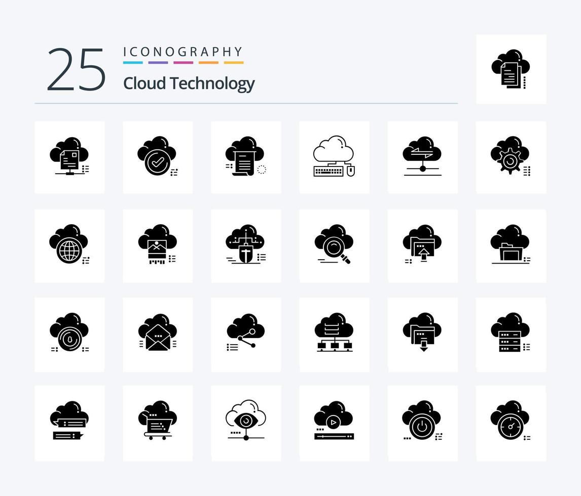 Cloud Technology 25 Solid Glyph icon pack including mouse. computing. cloud. computing. document ...