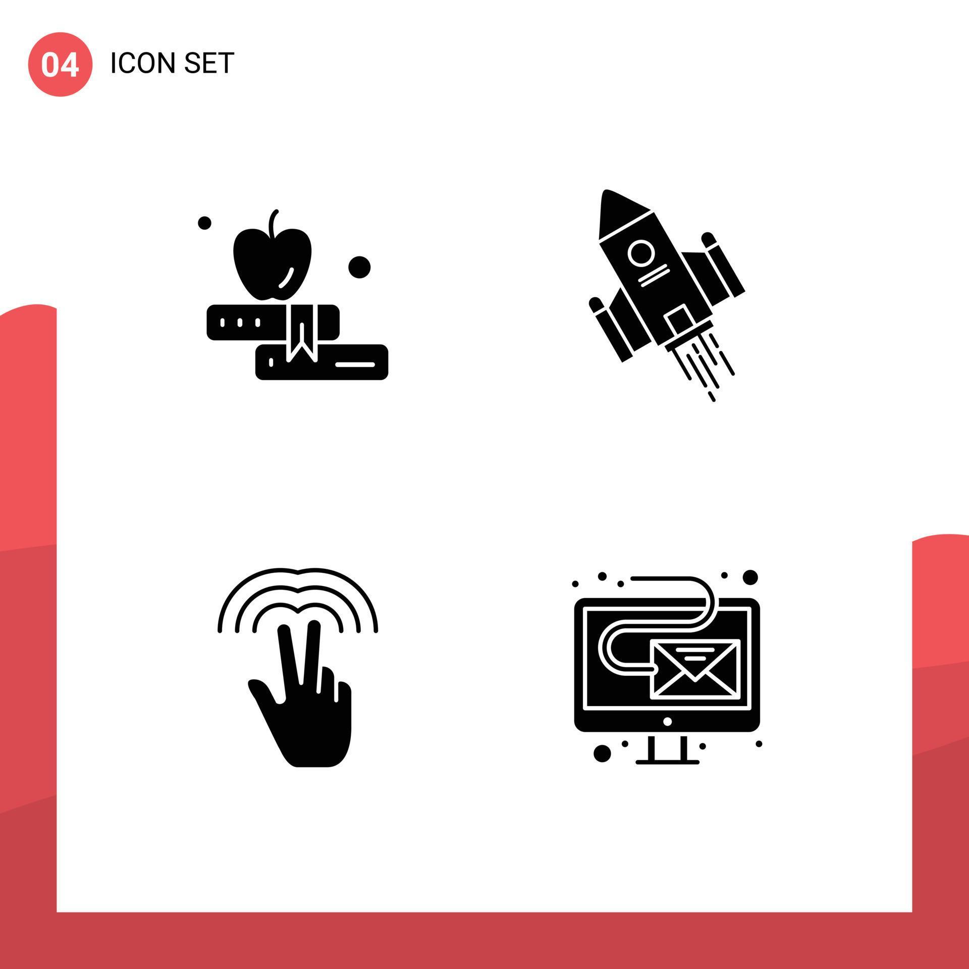 4 Thematic Vector Solid Glyphs and Editable Symbols of apple gestures ...