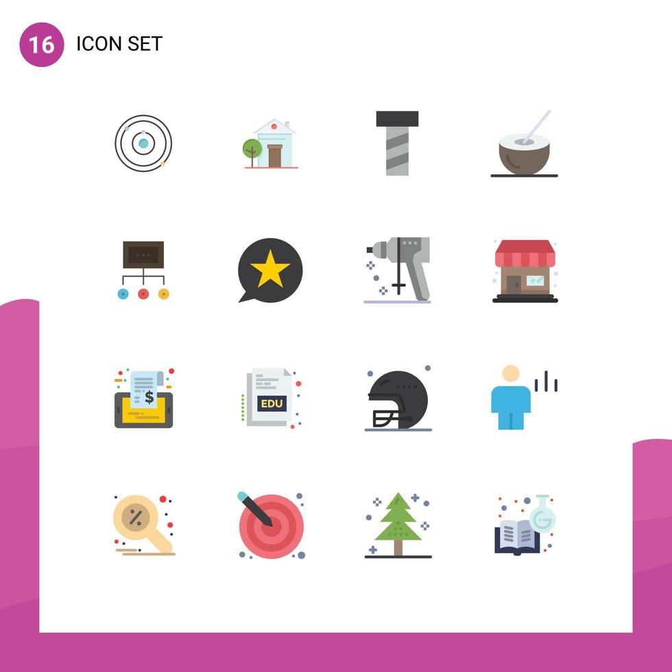 16 Universal Flat Colors Set For Web And Mobile Applications Chart Network Bolt Food Coconut