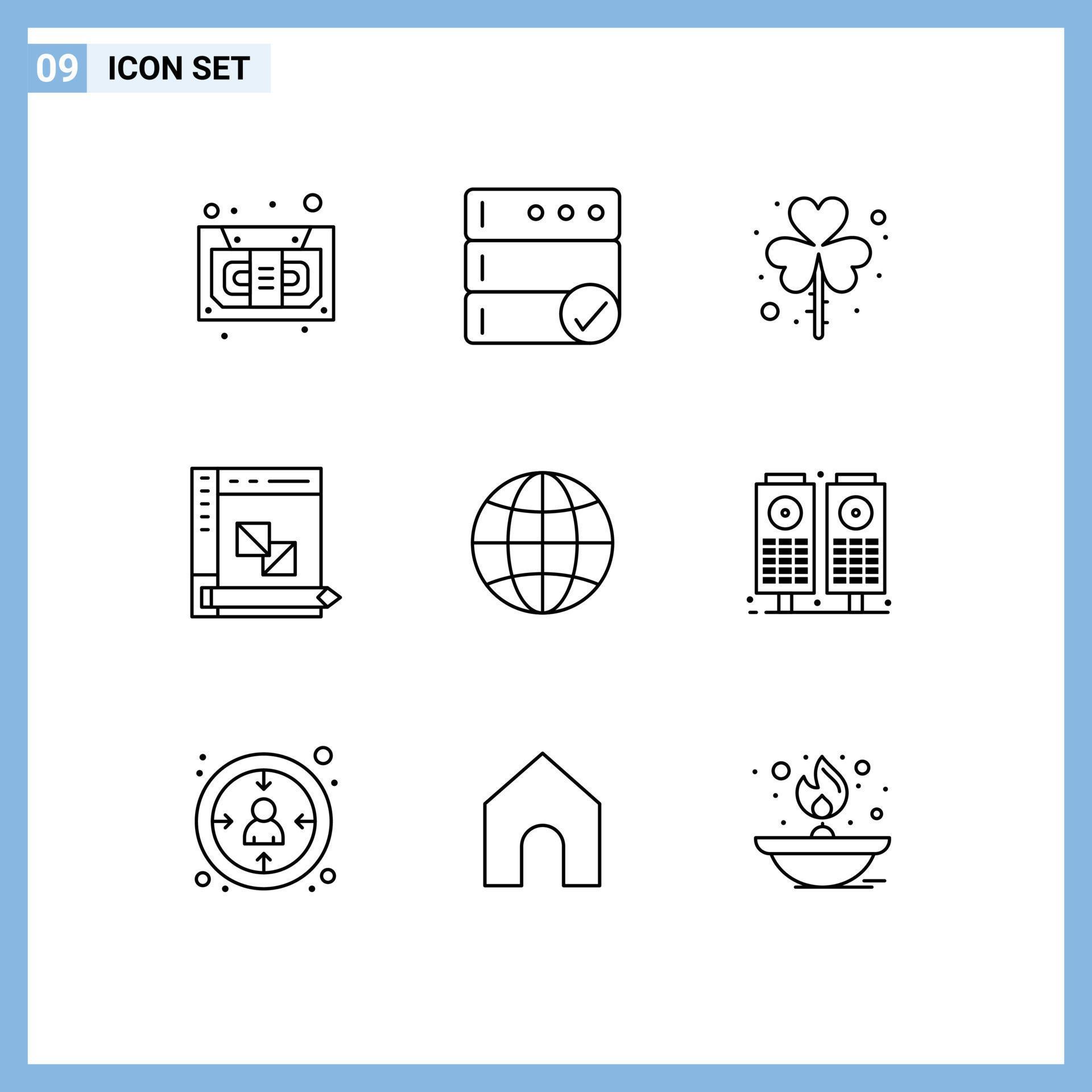 Stock Vector Icon Pack of 9 Line Signs and Symbols for globe panel leaf development coding ...