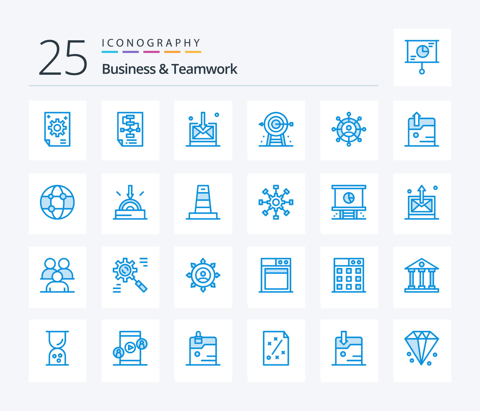 Business And Teamwork 25 Blue Color icon pack including planning ...