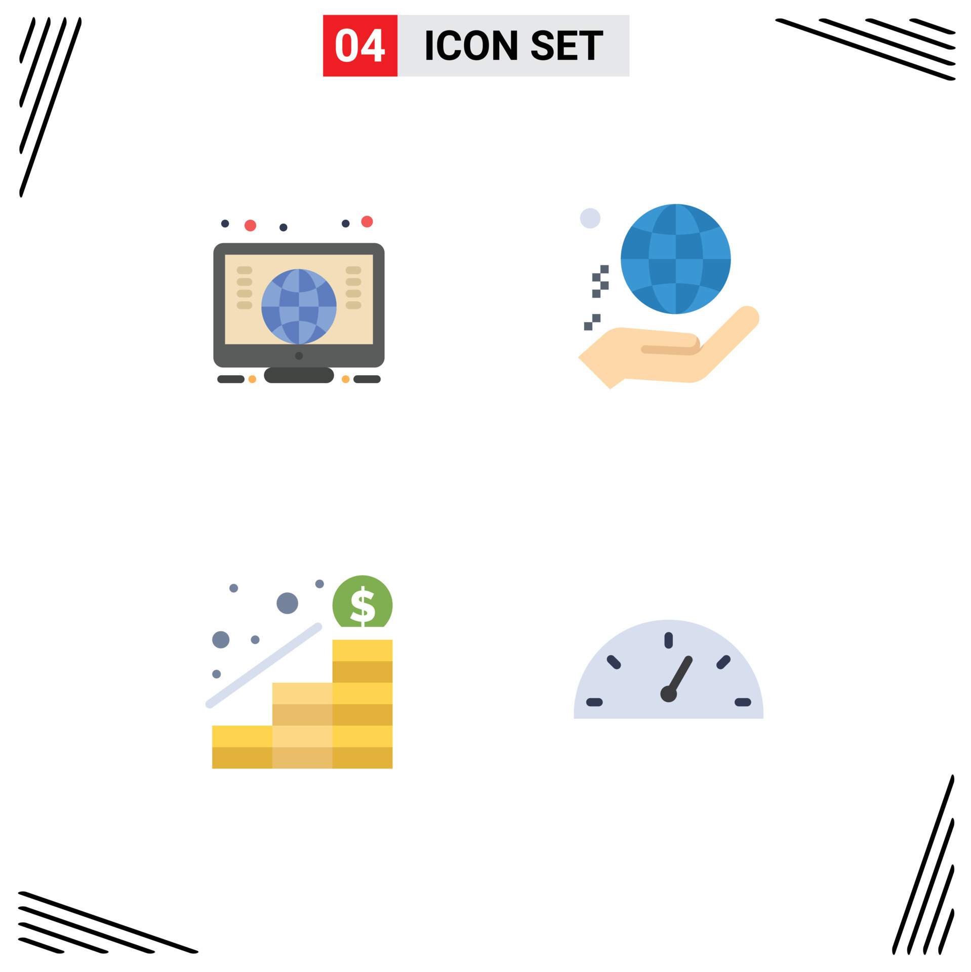 4 Universal Flat Icons Set For Web And Mobile Applications Computer
