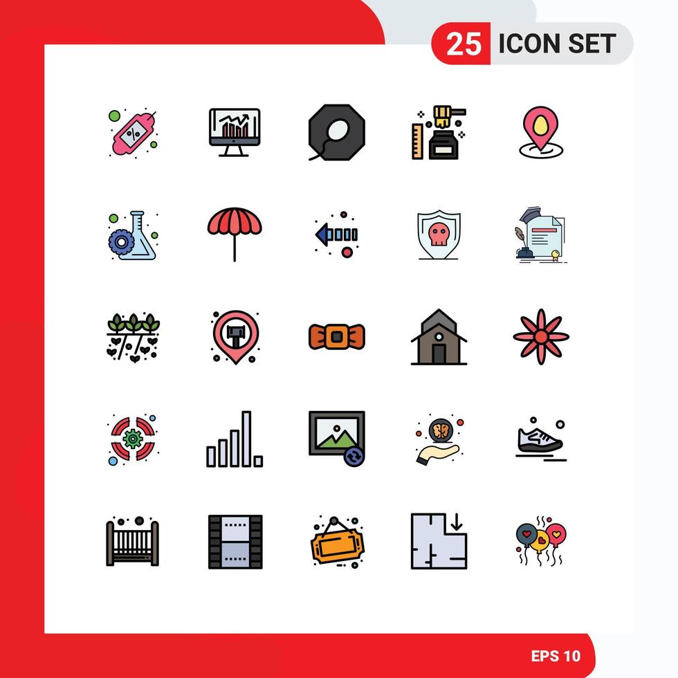 User Interface Pack Of 25 Basic Filled Line Flat Colors Of Map Location Dashboard Sweet Honey