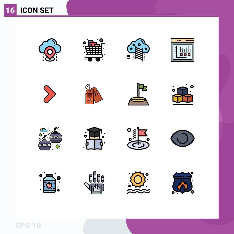 Stock Vector Icon Pack of 16 Line Signs and Symbols for static internet ...