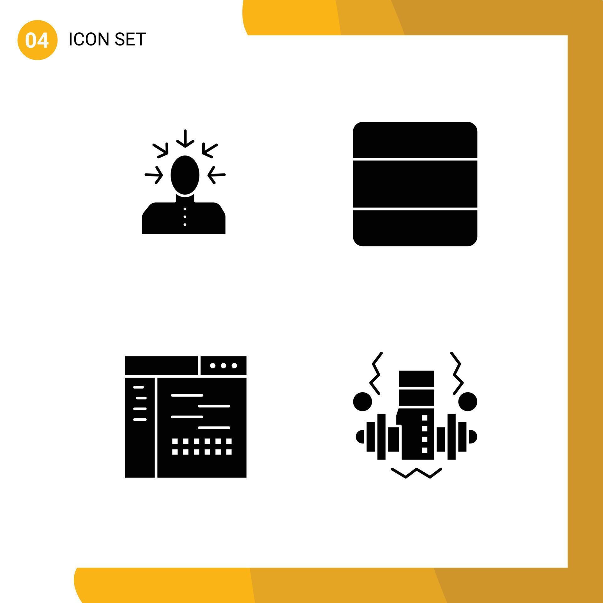 Editable Vector Line Pack Of 4 Simple Solid Glyphs Of Choice Code Human Layout Development