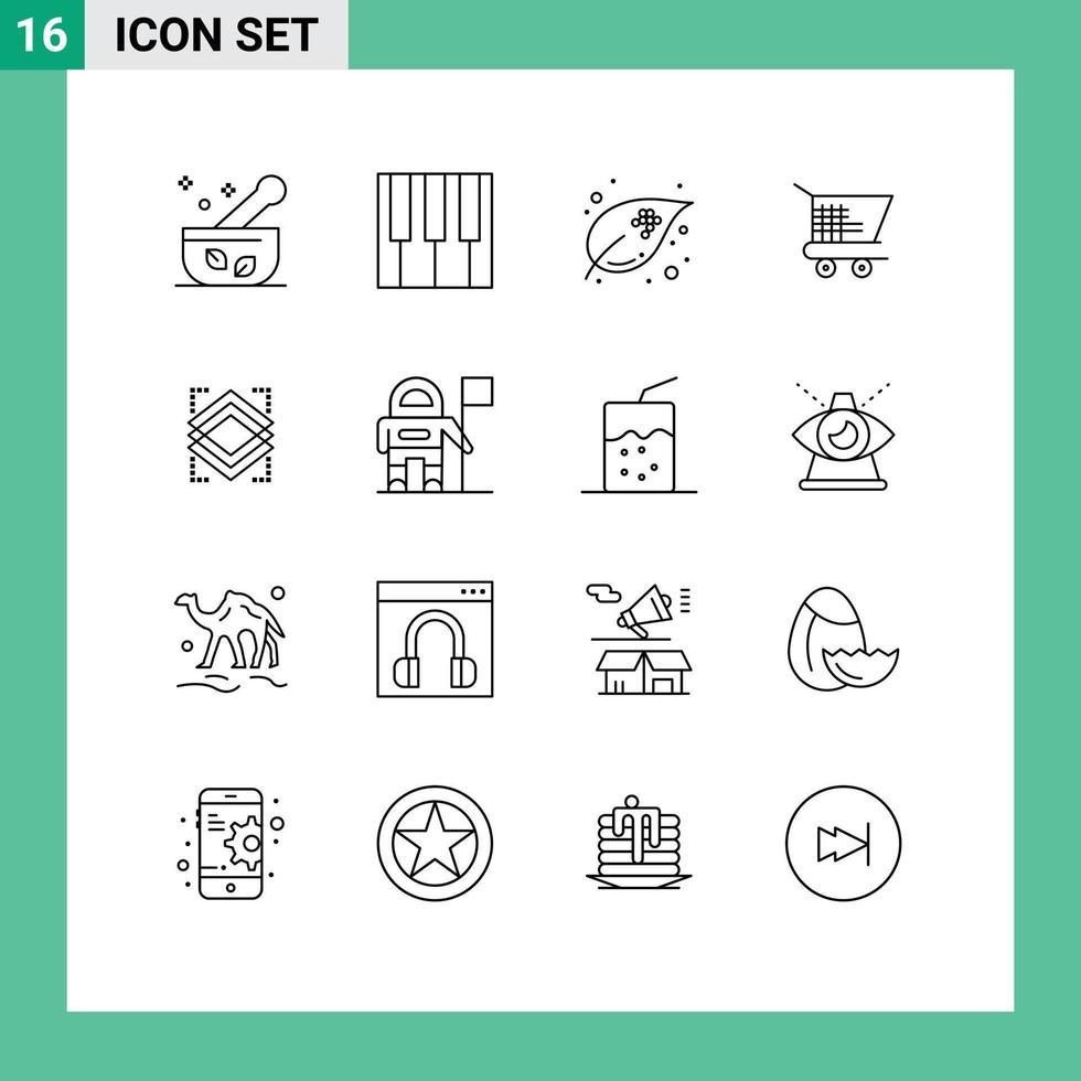 16 Universal Outlines Set For Web And Mobile Applications Server Object Eggs Layers Trolley