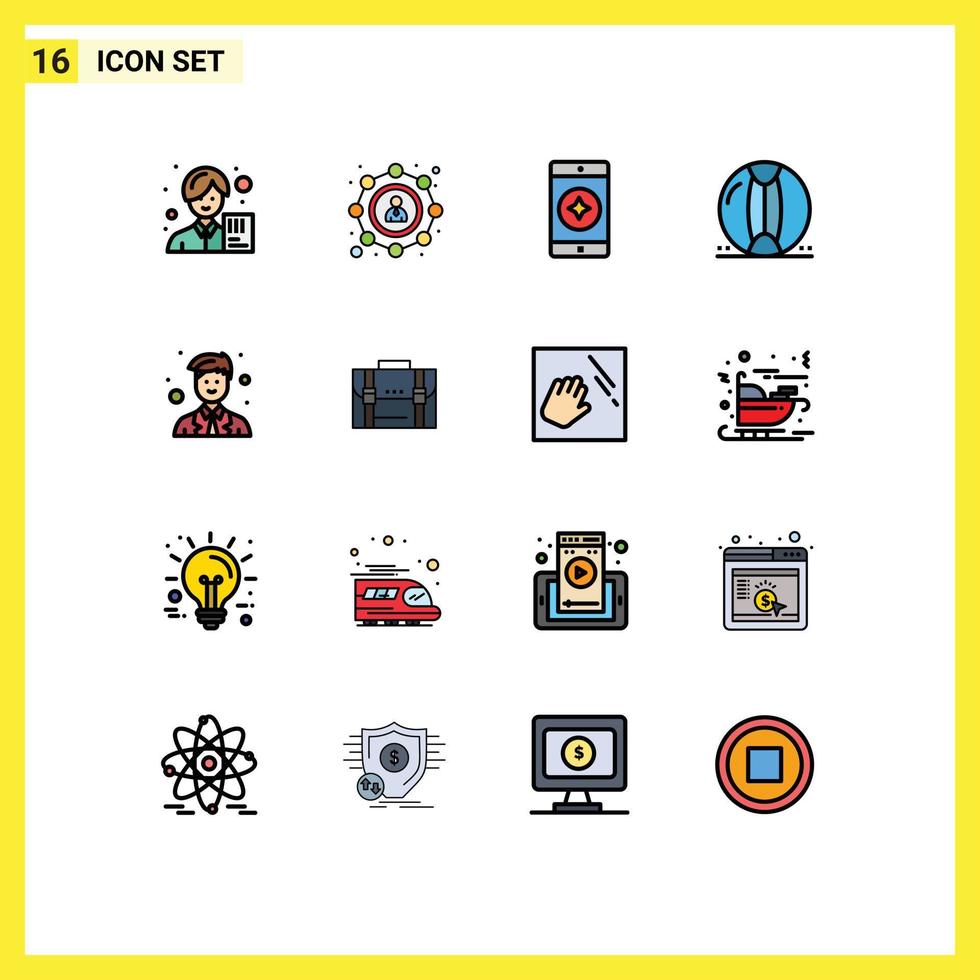 Set Of 16 Vector Flat Color Filled Lines On Grid For Coordinator Sea User Plastic Ball Editable