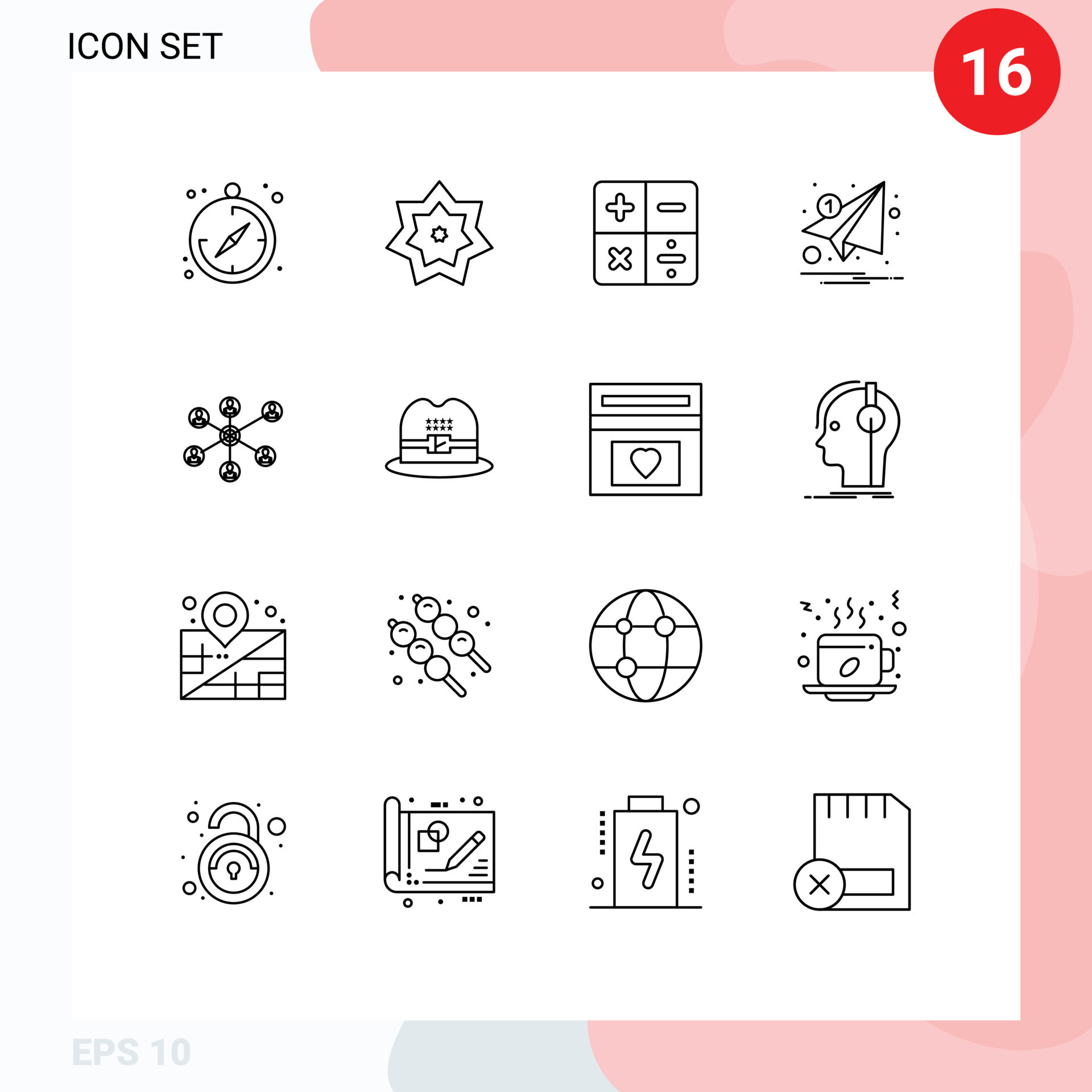 16 Universal Outlines Set For Web And Mobile Applications Internet Paper Calculate Notification