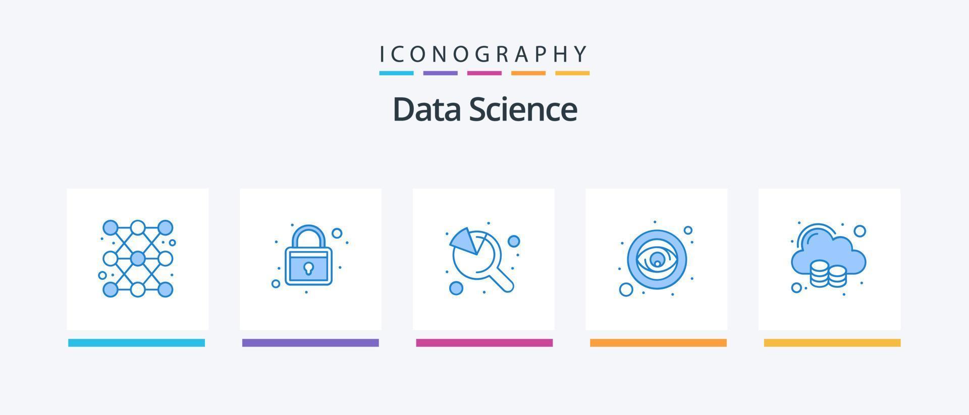 Data Science Blue 5 Icon Pack Including data. eye view. server. view ...