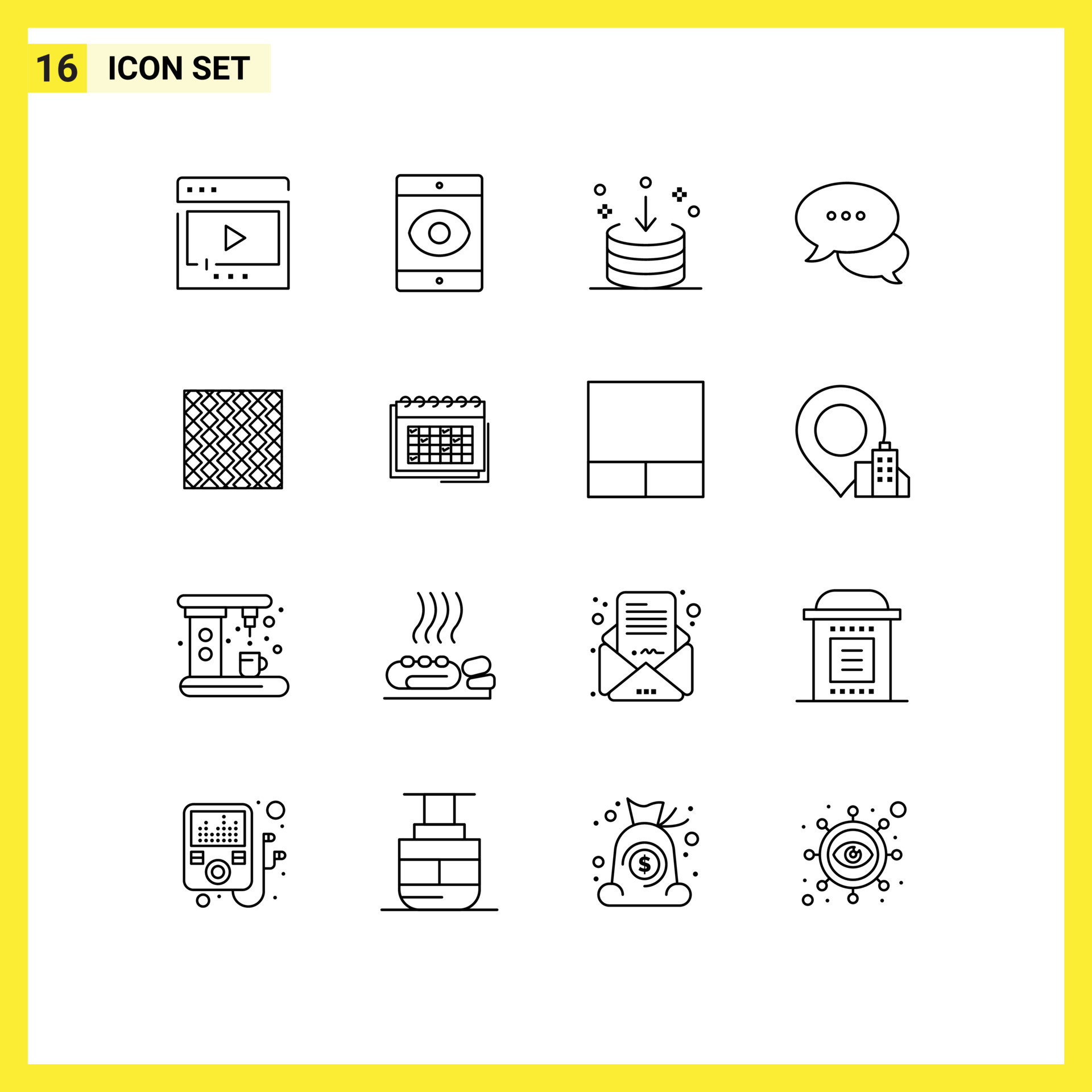 16 Universal Outlines Set For Web And Mobile Applications Tile Message Direction Chat Interface