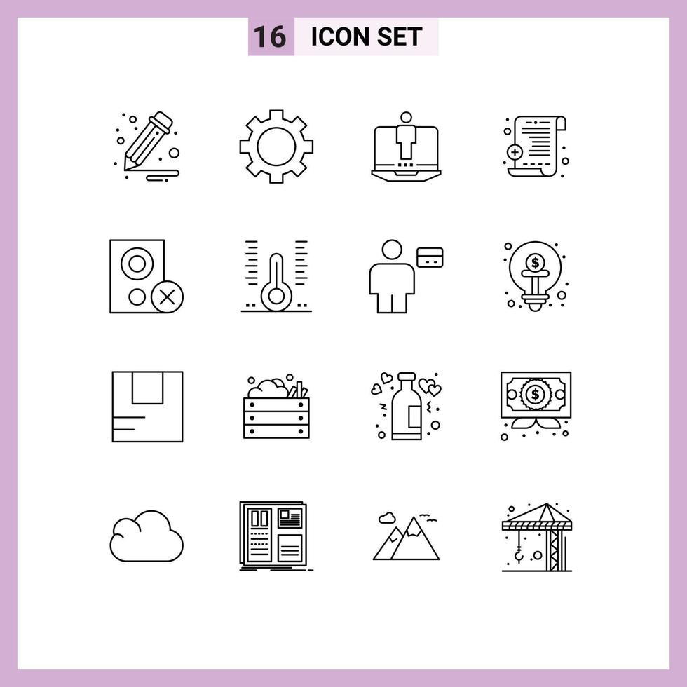 Mobile Interface Outline Set of 16 Pictograms of remove gadget computer devices prescription ...