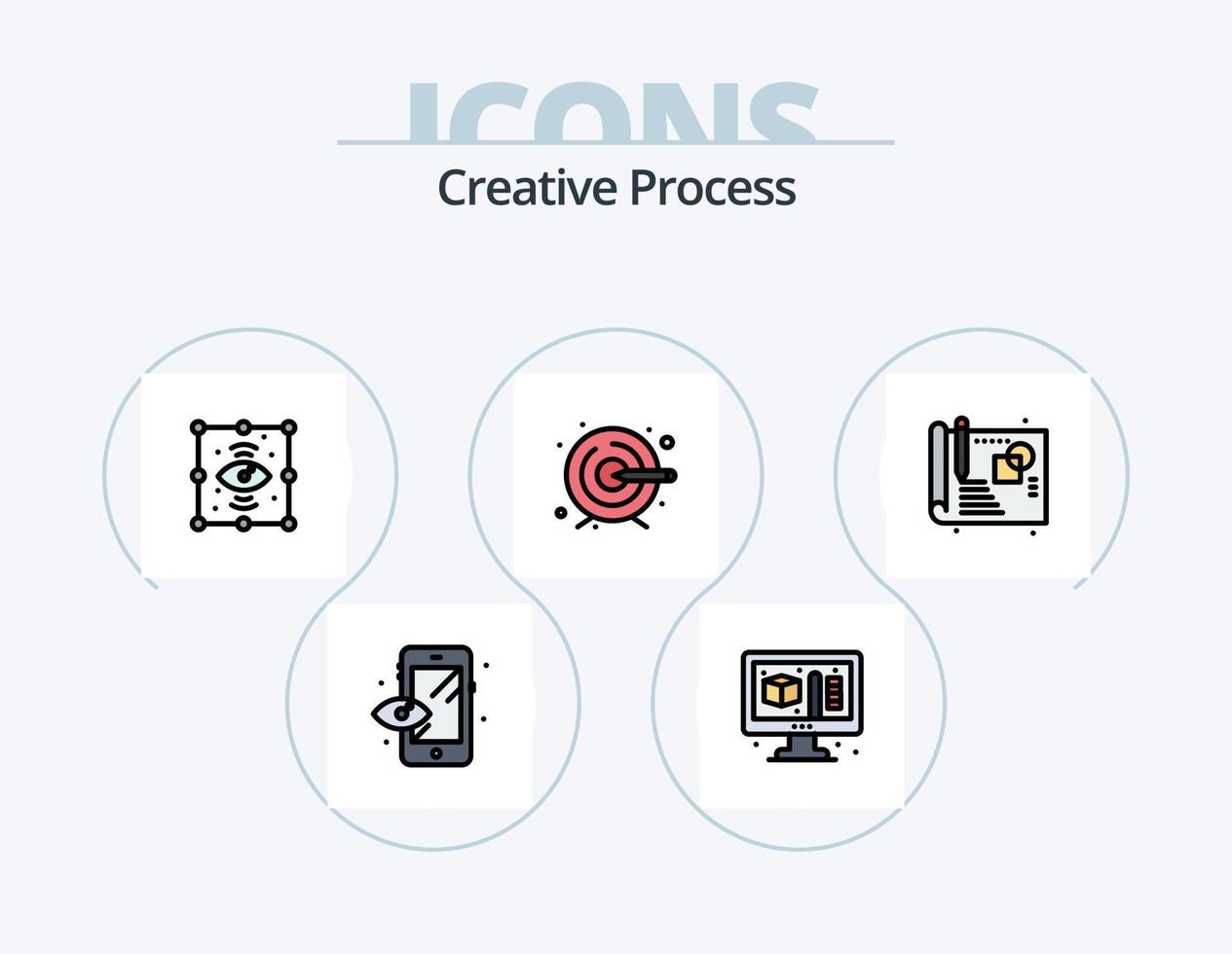 Creative Process Line Filled Icon Pack 5 Icon Design. . modeling ...