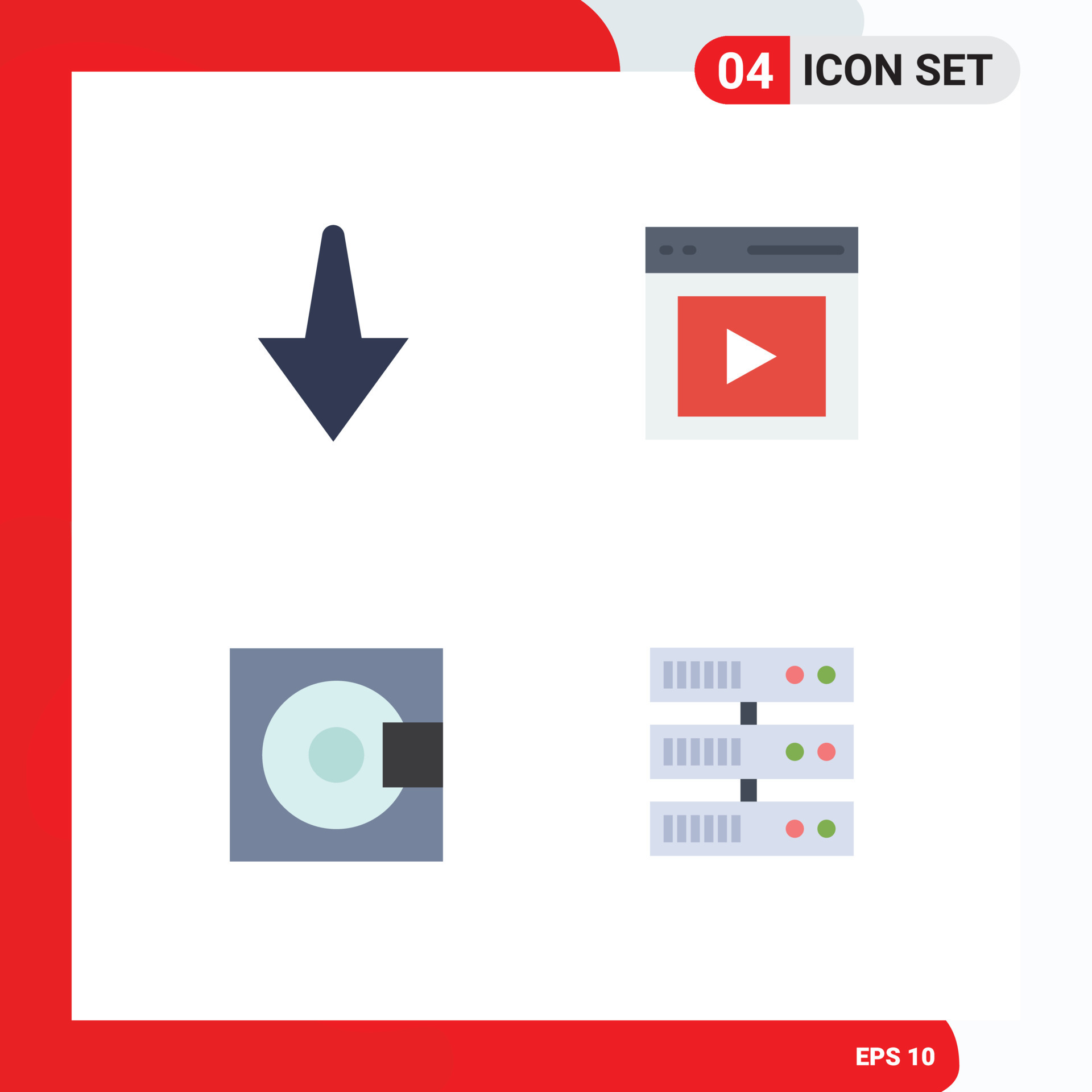 Flat Icon Pack Of 4 Universal Symbols Of Arrow Minidisc Content Vide Technology Editable Vector