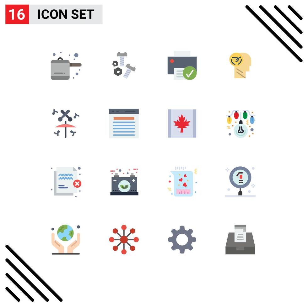 16 Universal Flat Colors Set For Web And Mobile Applications Music Speed Devices Human Brain