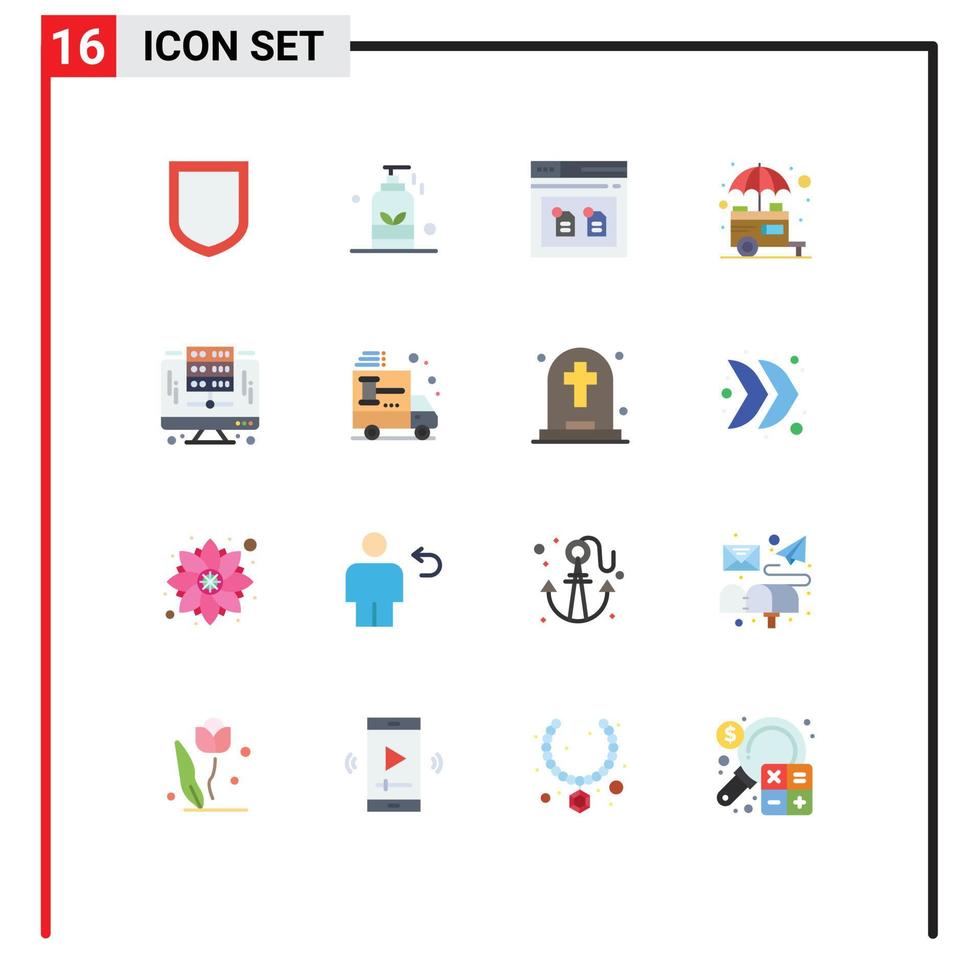 16 Universal Flat Colors Set For Web And Mobile Applications Computer Street Archive Stand Food