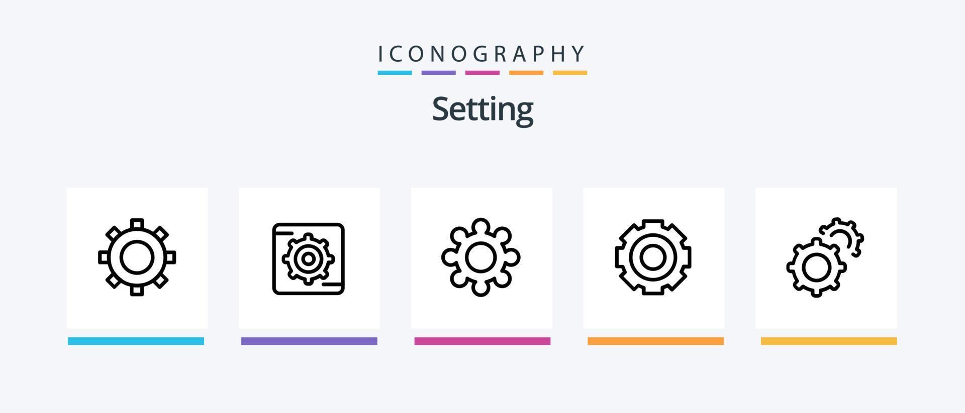 Setting Line 5 Icon Pack Including . gear. wheel. Creative Icons Design 18290283 Vector Art at ...