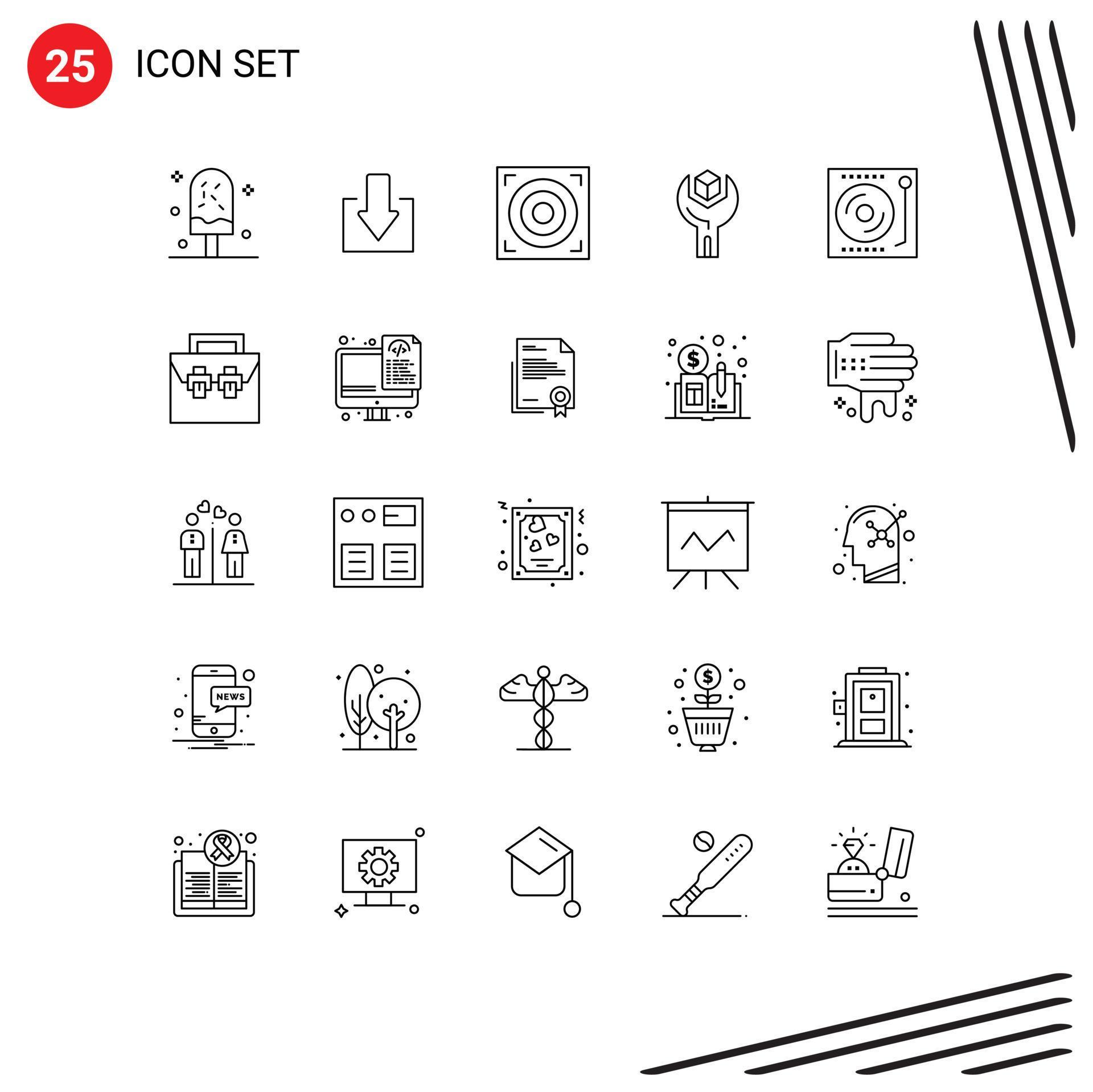 Set Of 25 Vector Lines On Grid For Dj Service Design Sdk Develop Editable Vector Design Elements