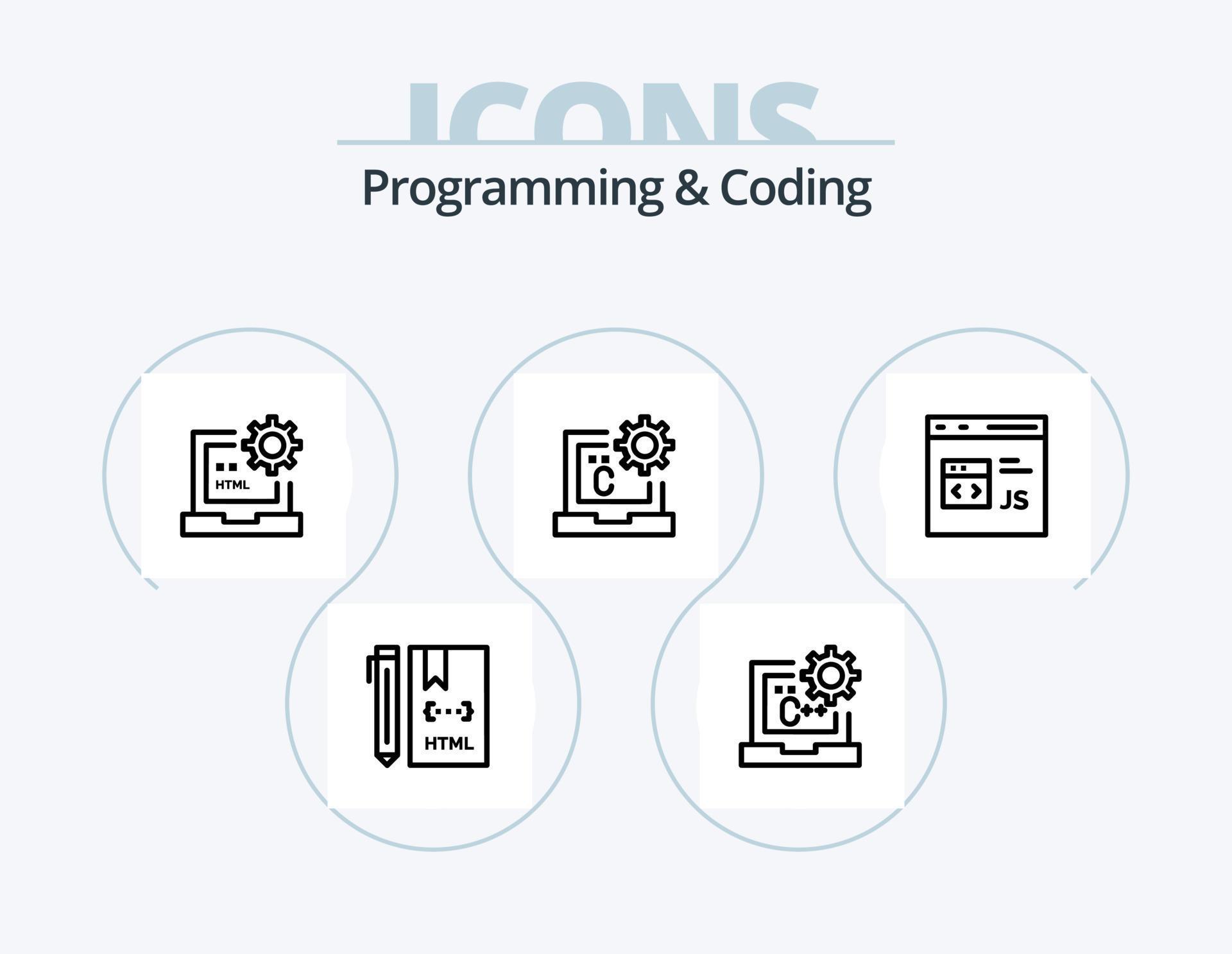 Programming And Coding Line Icon Pack 5 Icon Design Coding C Development Process Develop