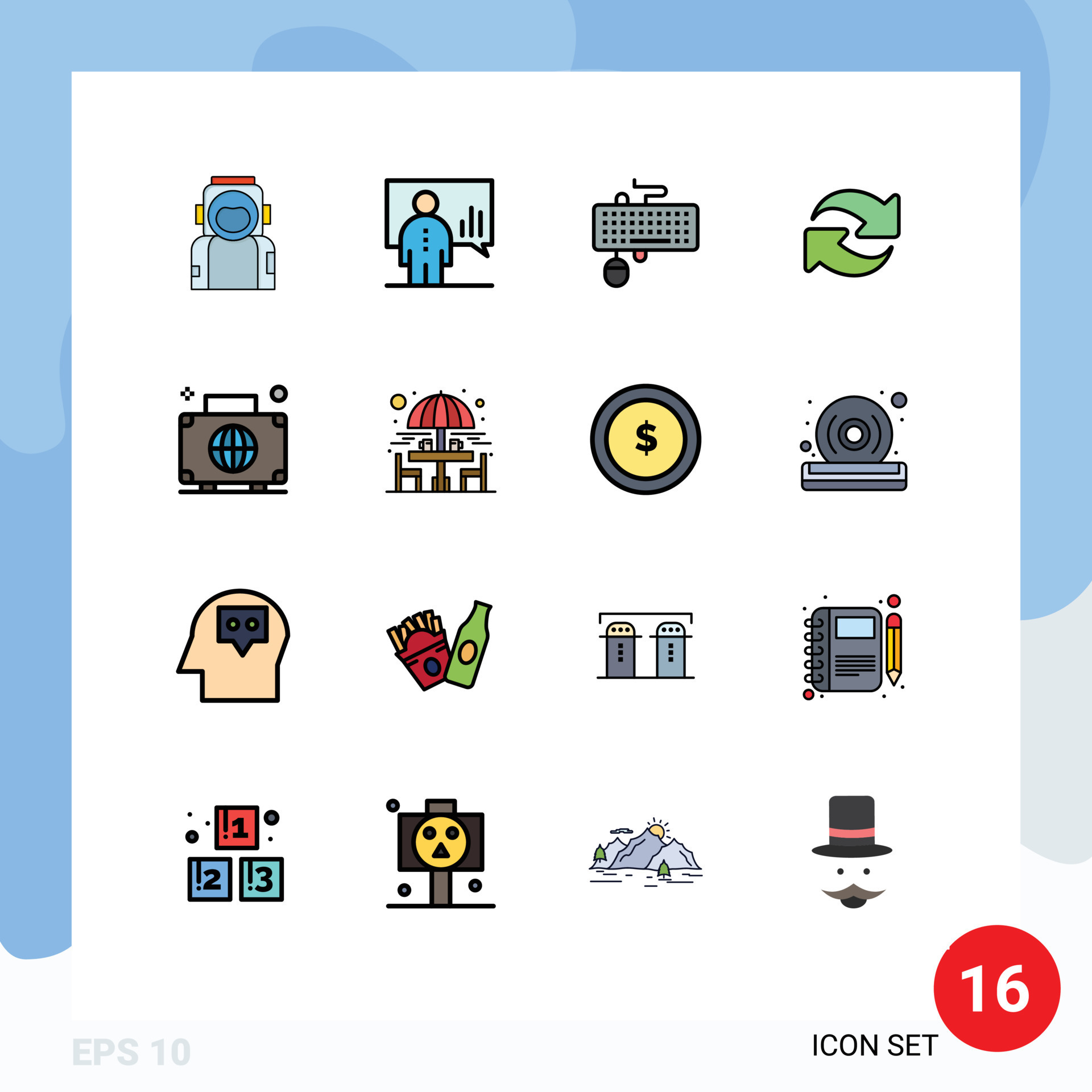 Set Of 16 Modern Ui Icons Symbols Signs For Rotate Refresh Man Obsolete