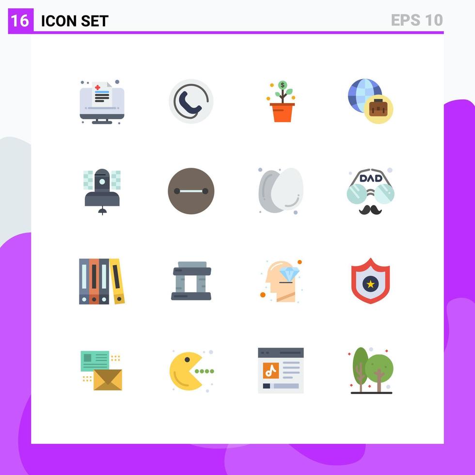 User Interface Pack Of 16 Basic Flat Colors Of Telecommunication Broadcasting Money Broadcast