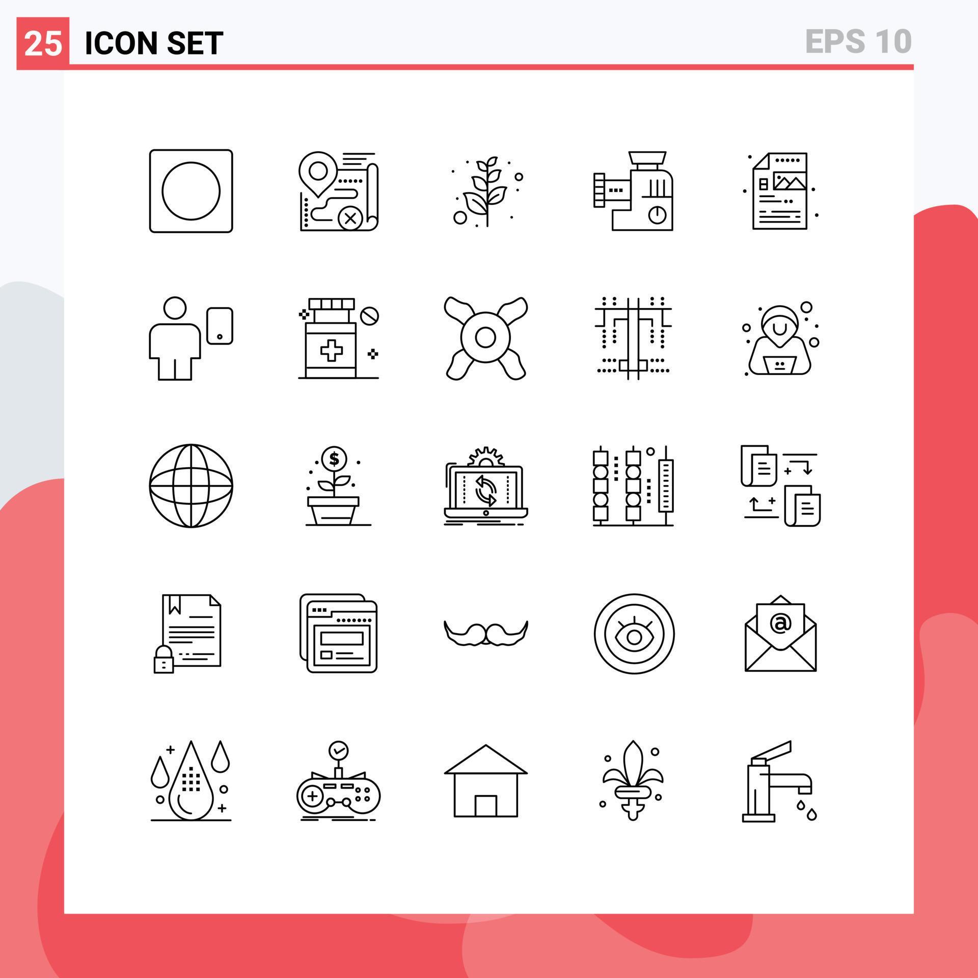 Set of 25 Modern UI Icons Symbols Signs for process mix cancel manual ...