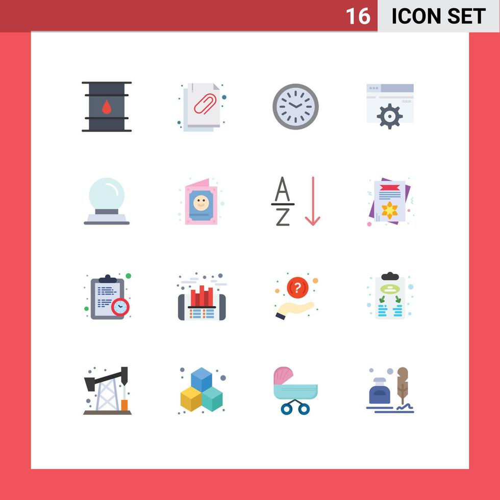 Mobile Interface Flat Color Set Of 16 Pictograms Of Setting Design File
