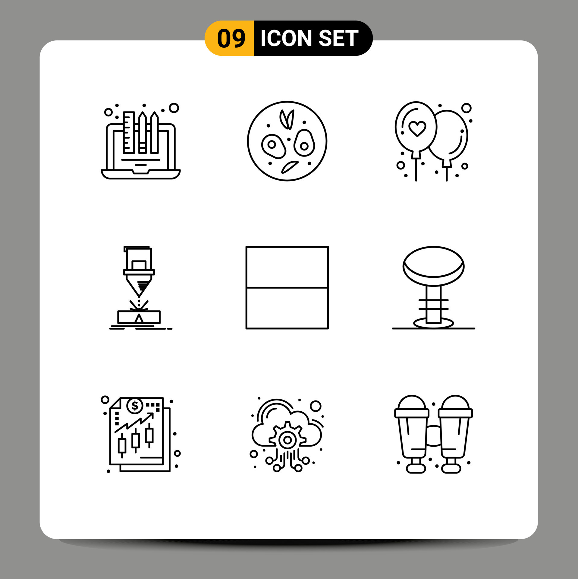 Editable Vector Line Pack Of 9 Simple Outlines Of Layout Steel