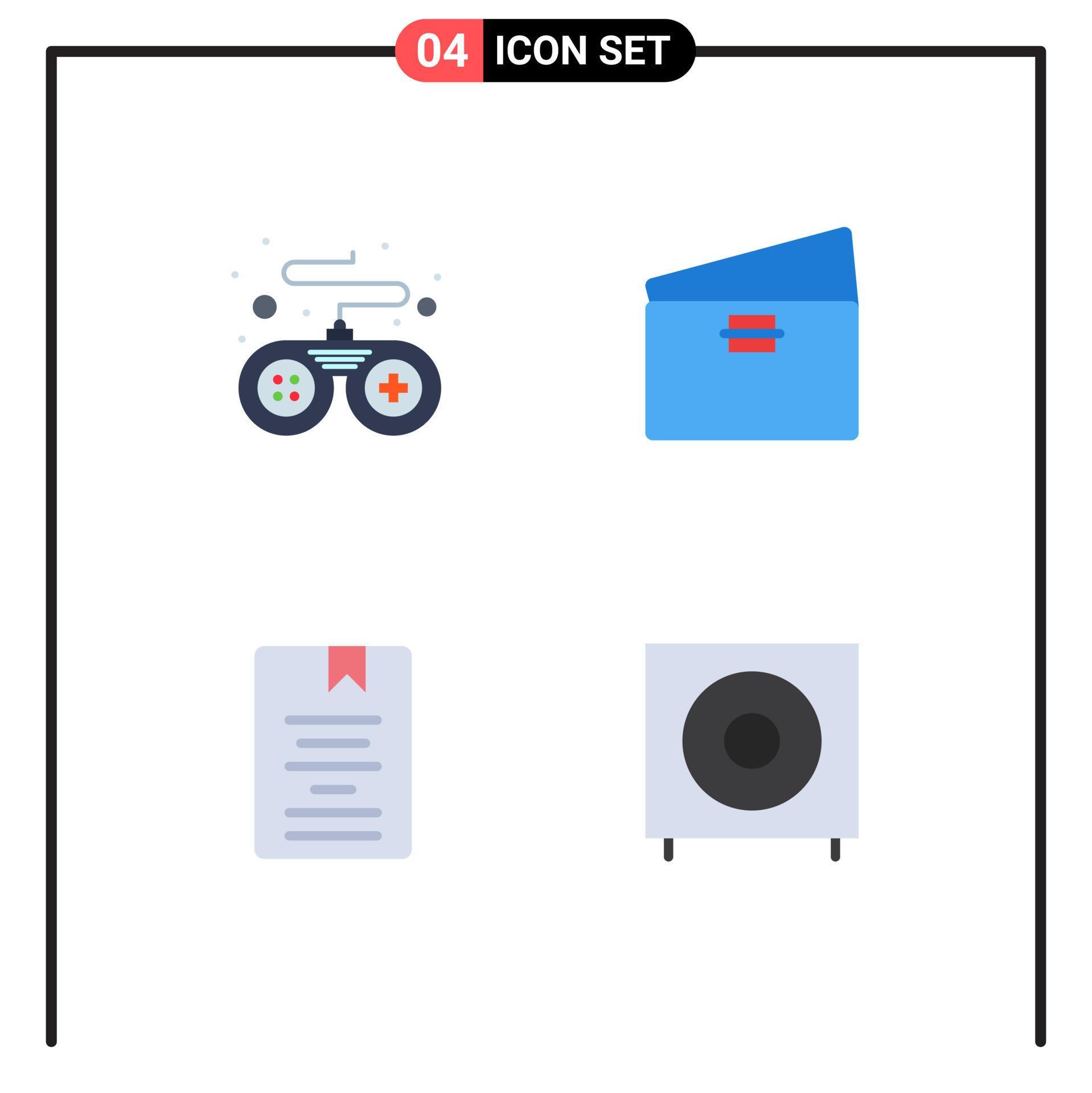 Pictogram Set of 4 Simple Flat Icons of controller e credit pay ...