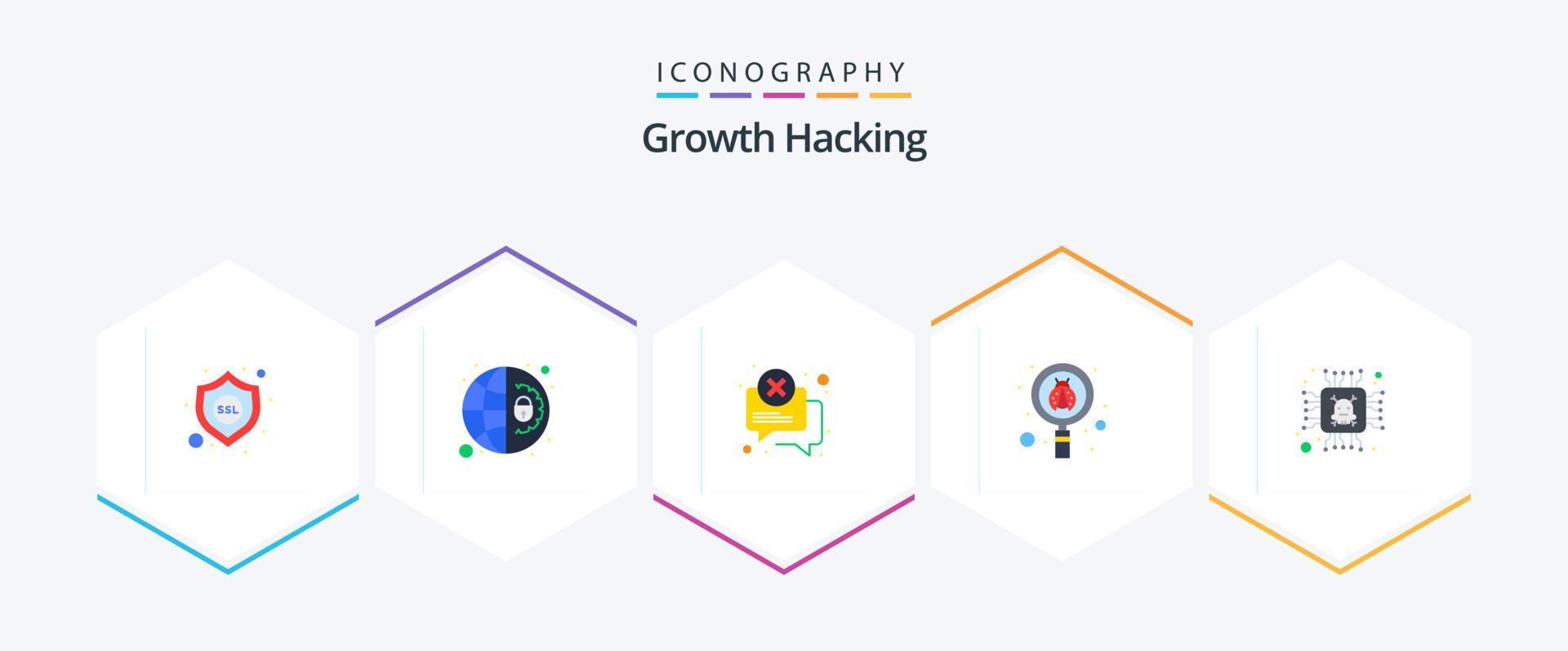Hacking 25 Flat Icon Pack Including Error Chip Chat Virus Scan