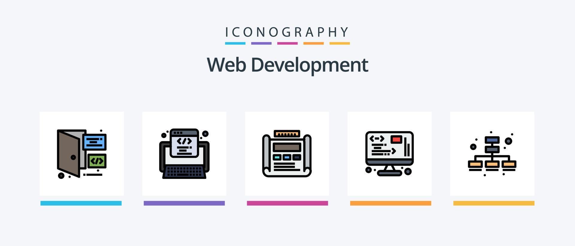 Web Development Line Filled 5 Icon Pack Including . error. web. web. web stats. Creative Icons ...