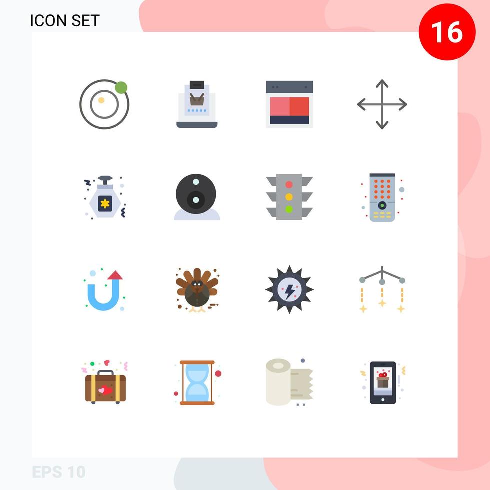 Set Of 16 Vector Flat Colors On Grid For Perfume Navigation Design