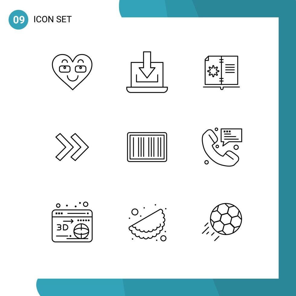 Set of 9 Vector Outlines on Grid for barcodes right download arrows instruction Editable Vector ...