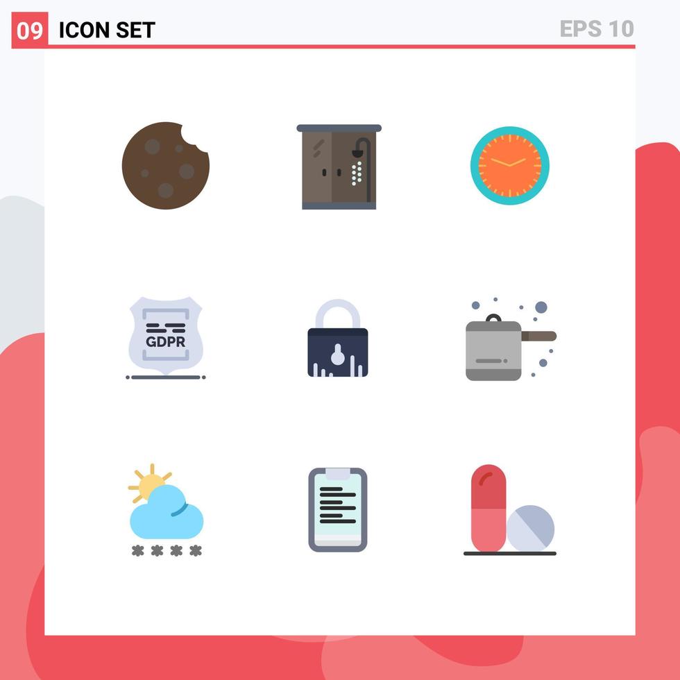 9 Universal Flat Colors Set For Web And Mobile Applications Private Locked Clock Gdpr Watch