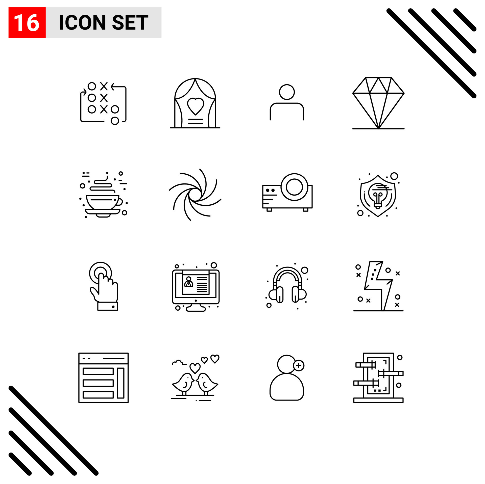 Set Of 16 Modern Ui Icons Symbols Signs For Chocolate Diamond Wedding