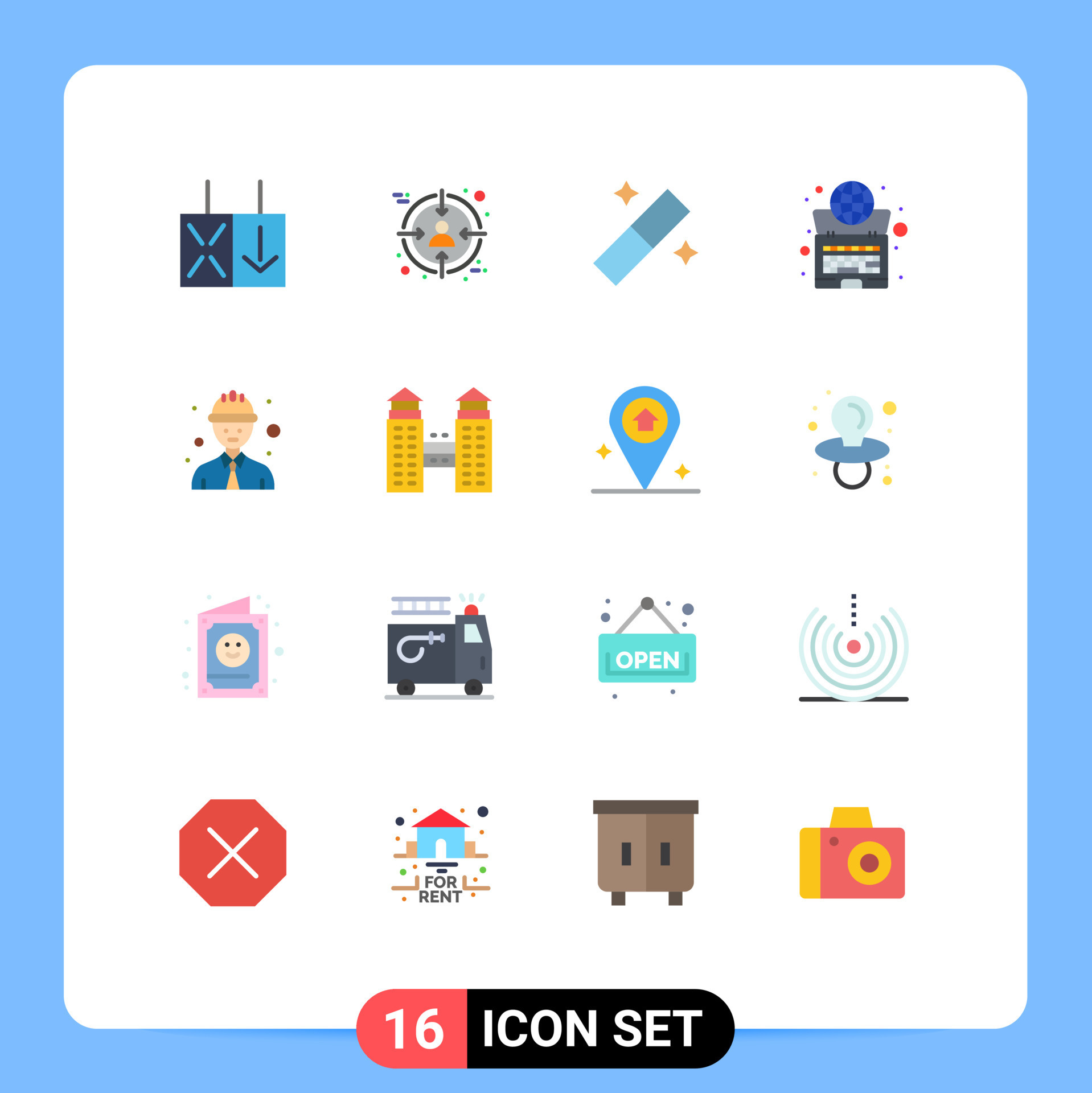 16 Thematic Vector Flat Colors And Editable Symbols Of Worker Line Worker Graphic Laptop