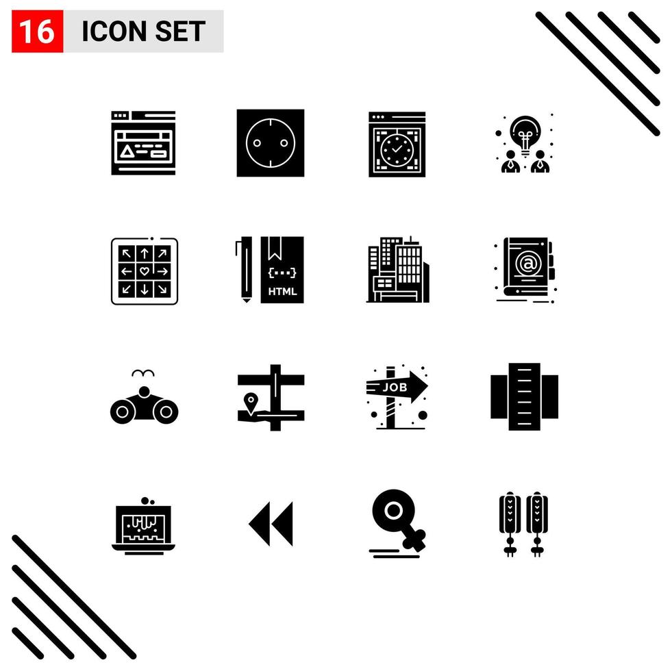 Stock Vector Icon Pack of 16 Line Signs and Symbols for game ...