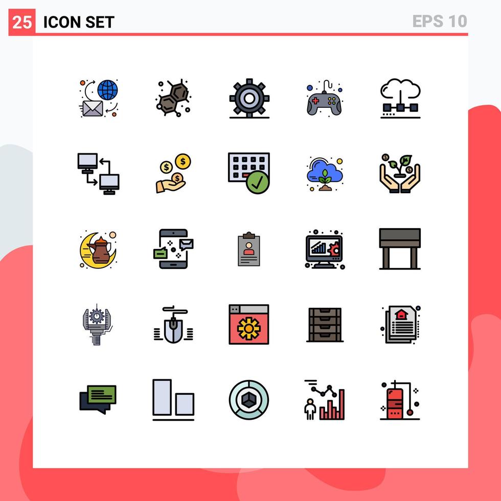 Set of 25 Vector Filled line Flat Colors on Grid for cloud game coding ...