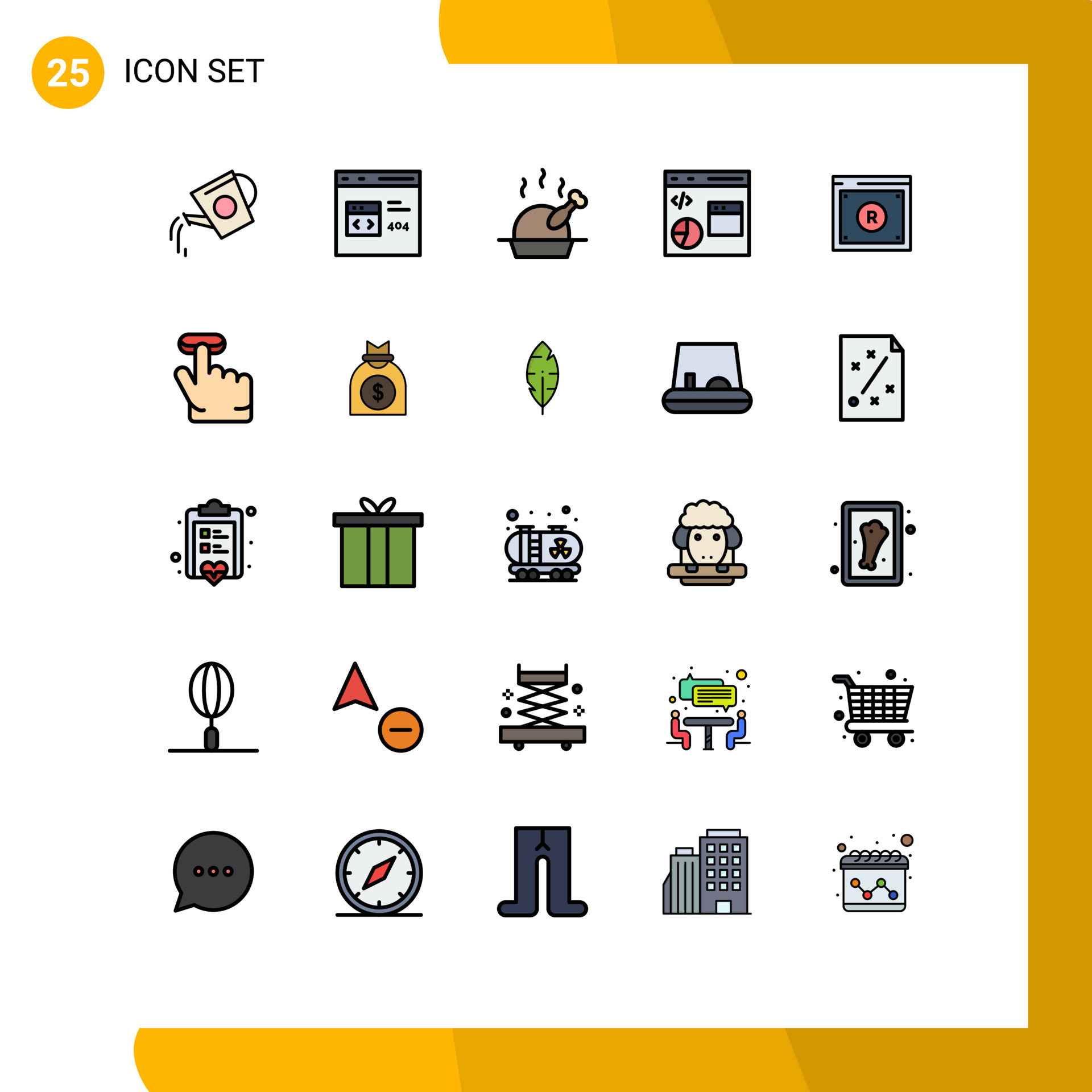 25 User Interface Filled Line Flat Color Pack Of Modern Signs And Symbols Of Programming Develop