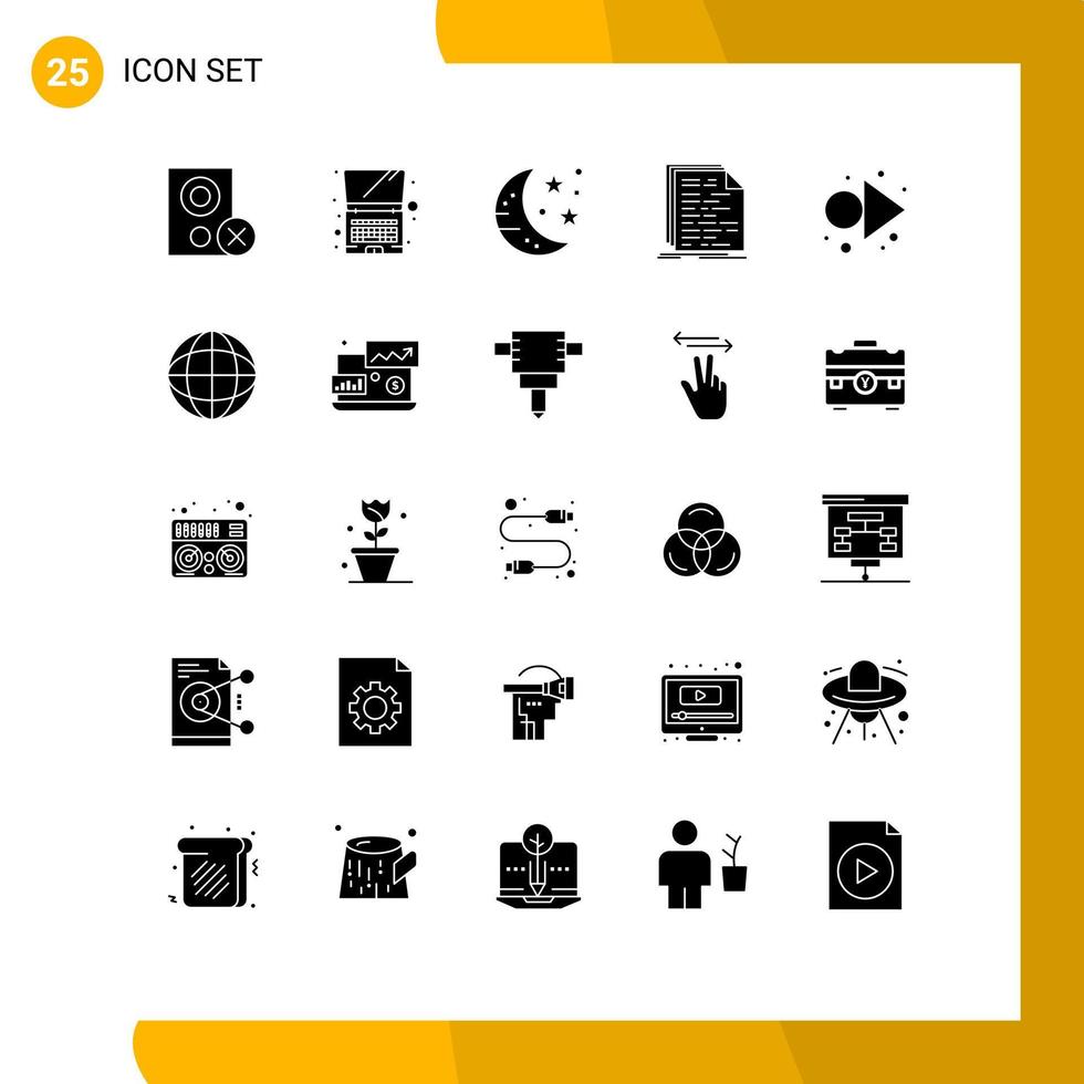 Pack of 25 creative Solid Glyphs of arrow programming bar doc code Editable Vector Design ...
