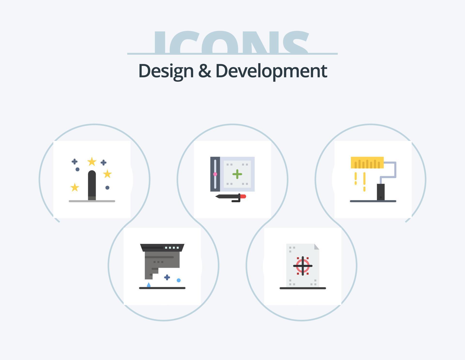 Design and Development Flat Icon Pack 5 Icon Design. development. coding. paper. programing ...