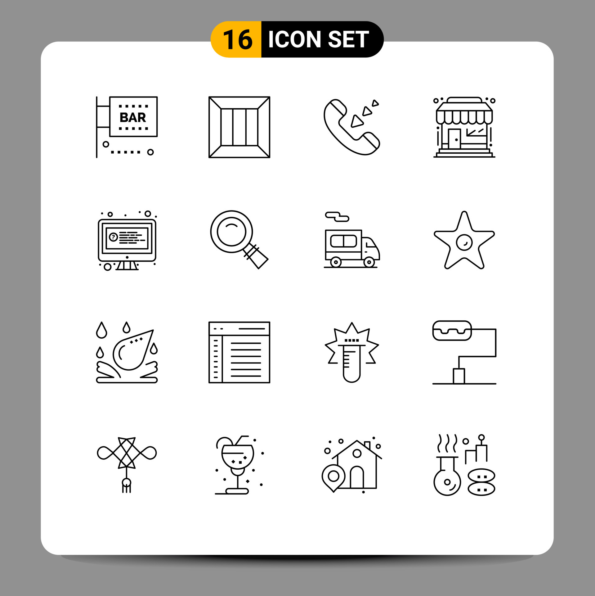 Stock Vector Icon Pack Of 16 Line Signs And Symbols For Store Market Store Logistic Market