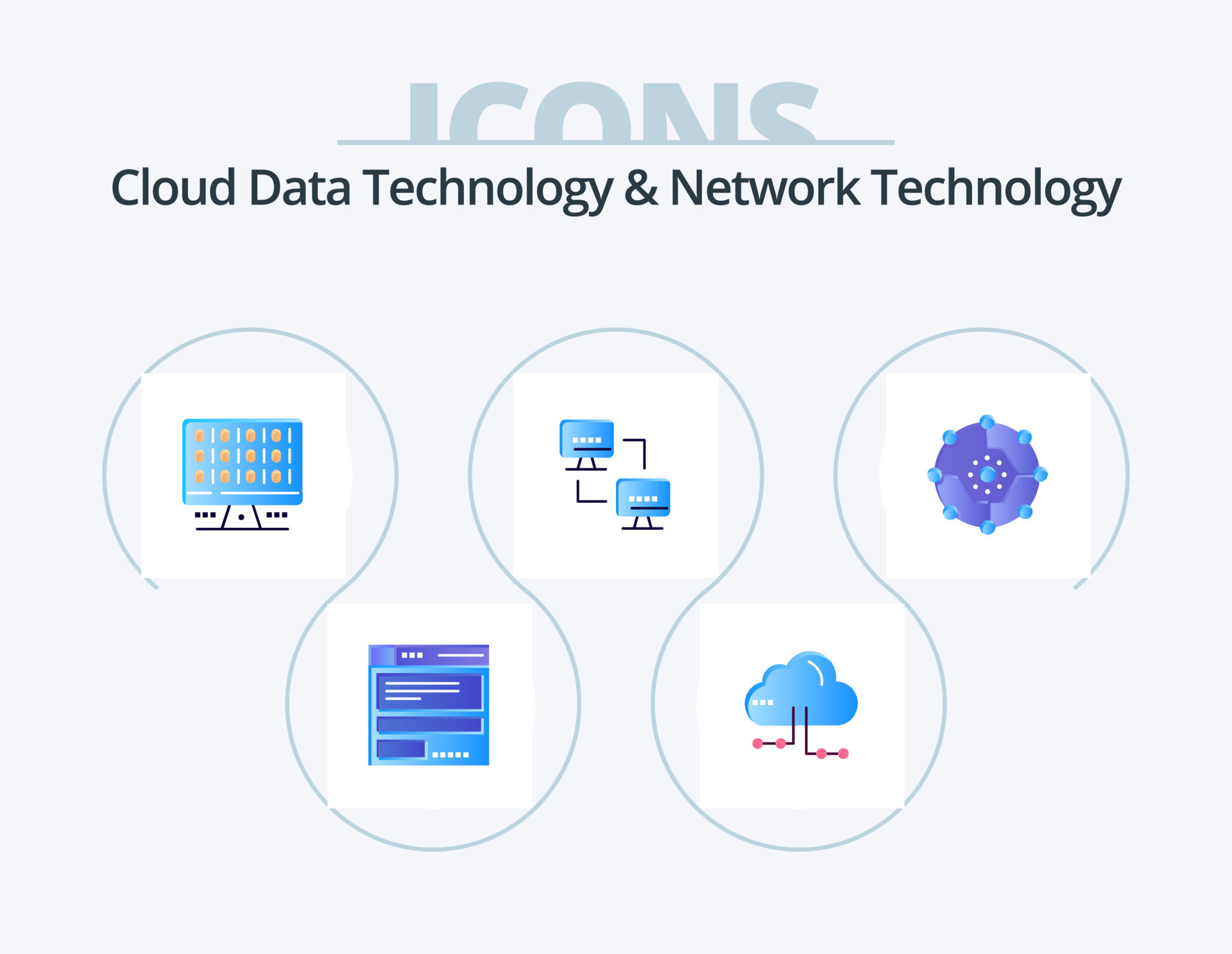 tecnología de datos en la nube y tecnología de red paquete de iconos ... tecnología de datos en la nube y tecnología de red paquete de iconos ...